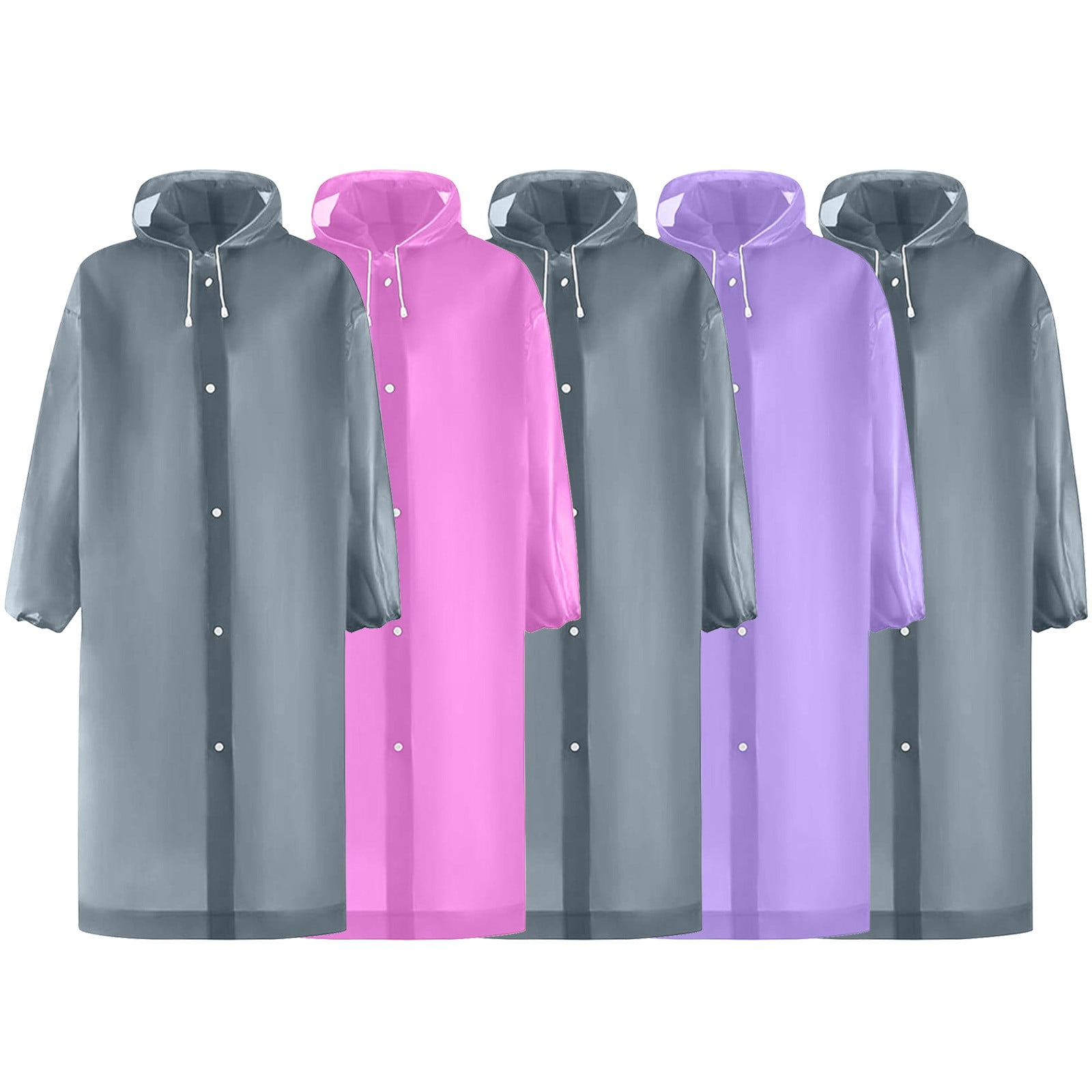 Jalioing 5 Pack Rain Jacket for Adults Lightweight Long Sleeve Outwear ...