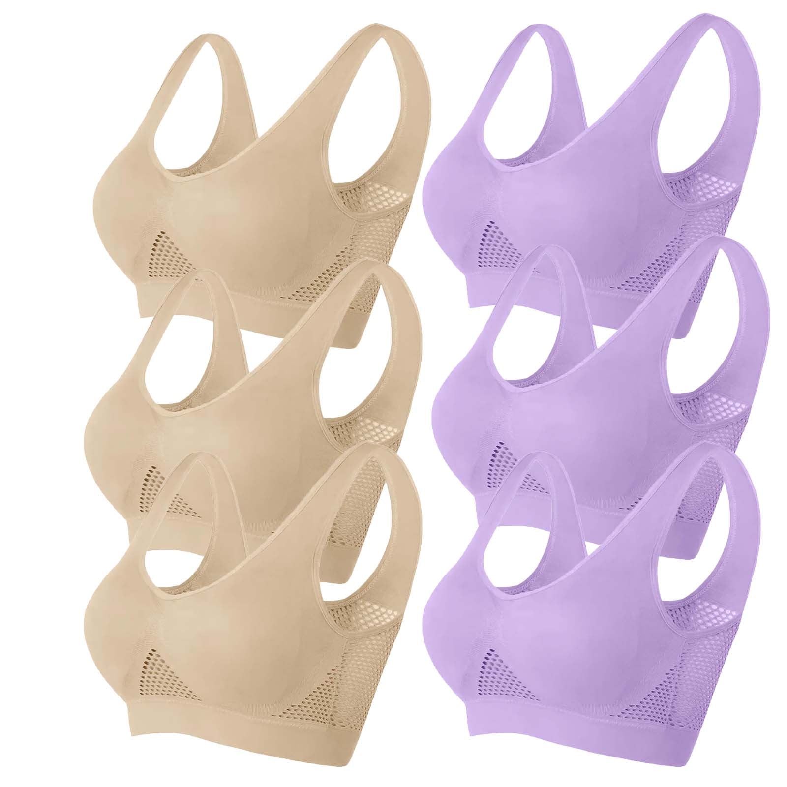 Jalioing 6 Pack Women's Sport Bras Plus Size Full Coverage High Impact ...