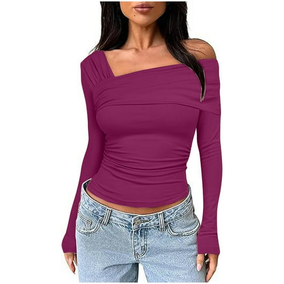 Jalioing Bottom Shirt for Women off Shoulder Crop Undershirt Long ...