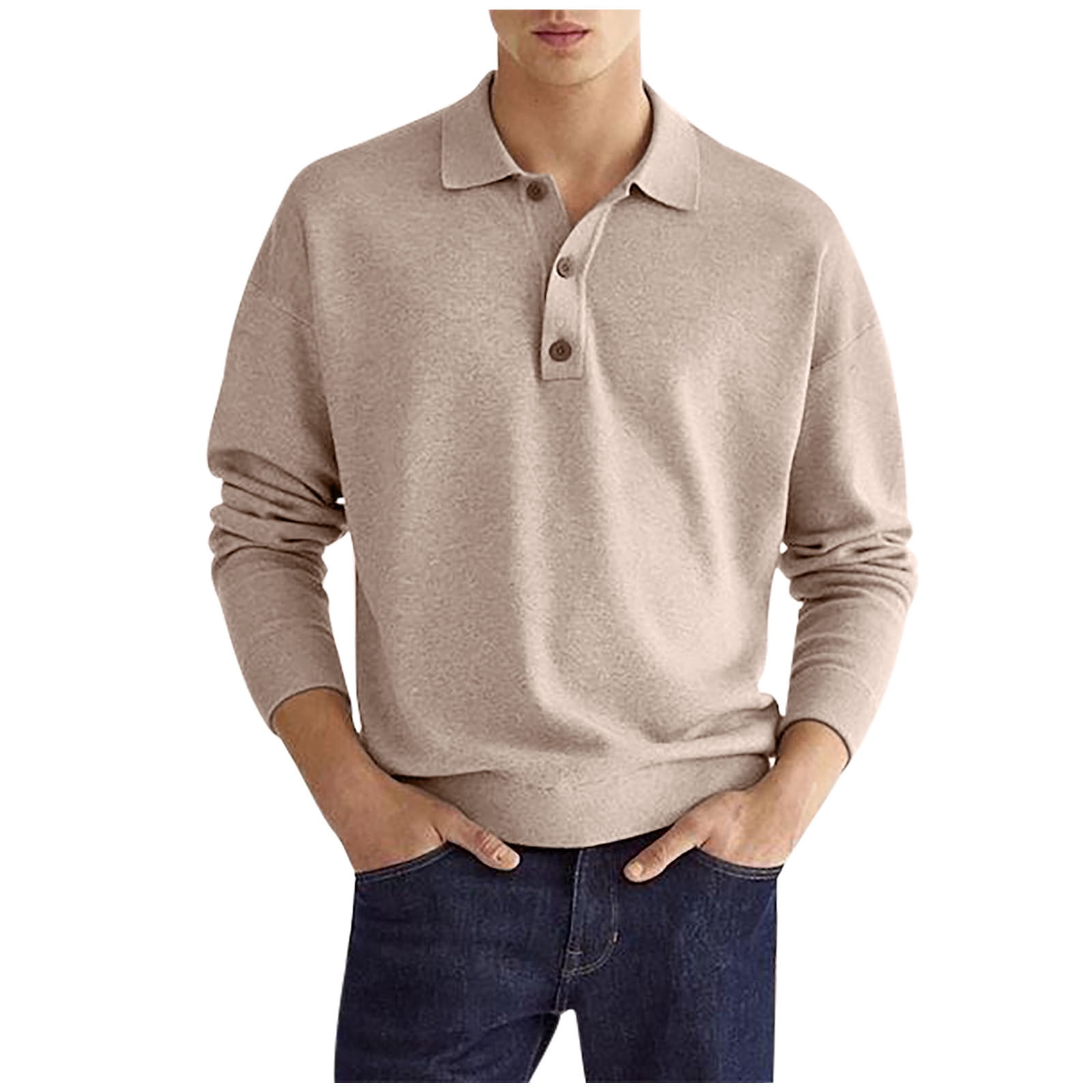 Jalioing Casual Golf Shirt for Men Long Sleeve Collared Button Tops ...