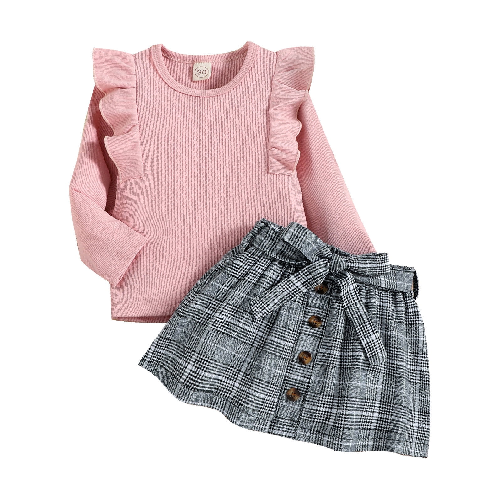 Jalioing Child Girls 2 Piece Skirts Sets Long Sleeve Blouse Cute Maxi ...