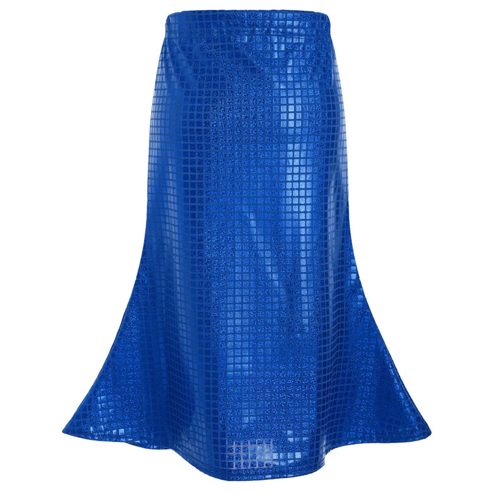 Jalioing Girls Long Skirts Shiny Plaid Dance Party A-Line Skirt Elastic ...