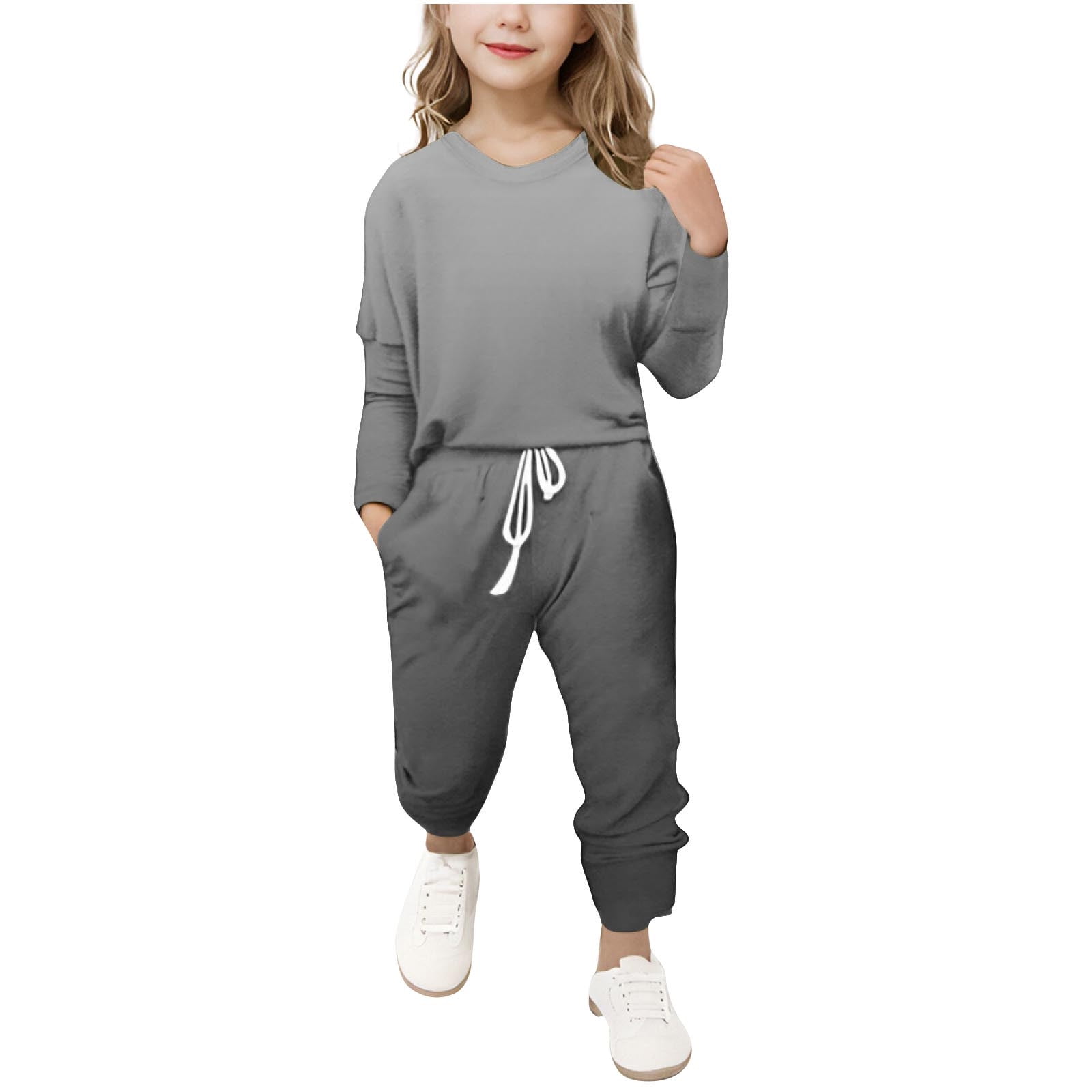 Jalioing Girls Outfits 2 Piece Sweatsuit Set Long Sleeve Sweatshirts ...
