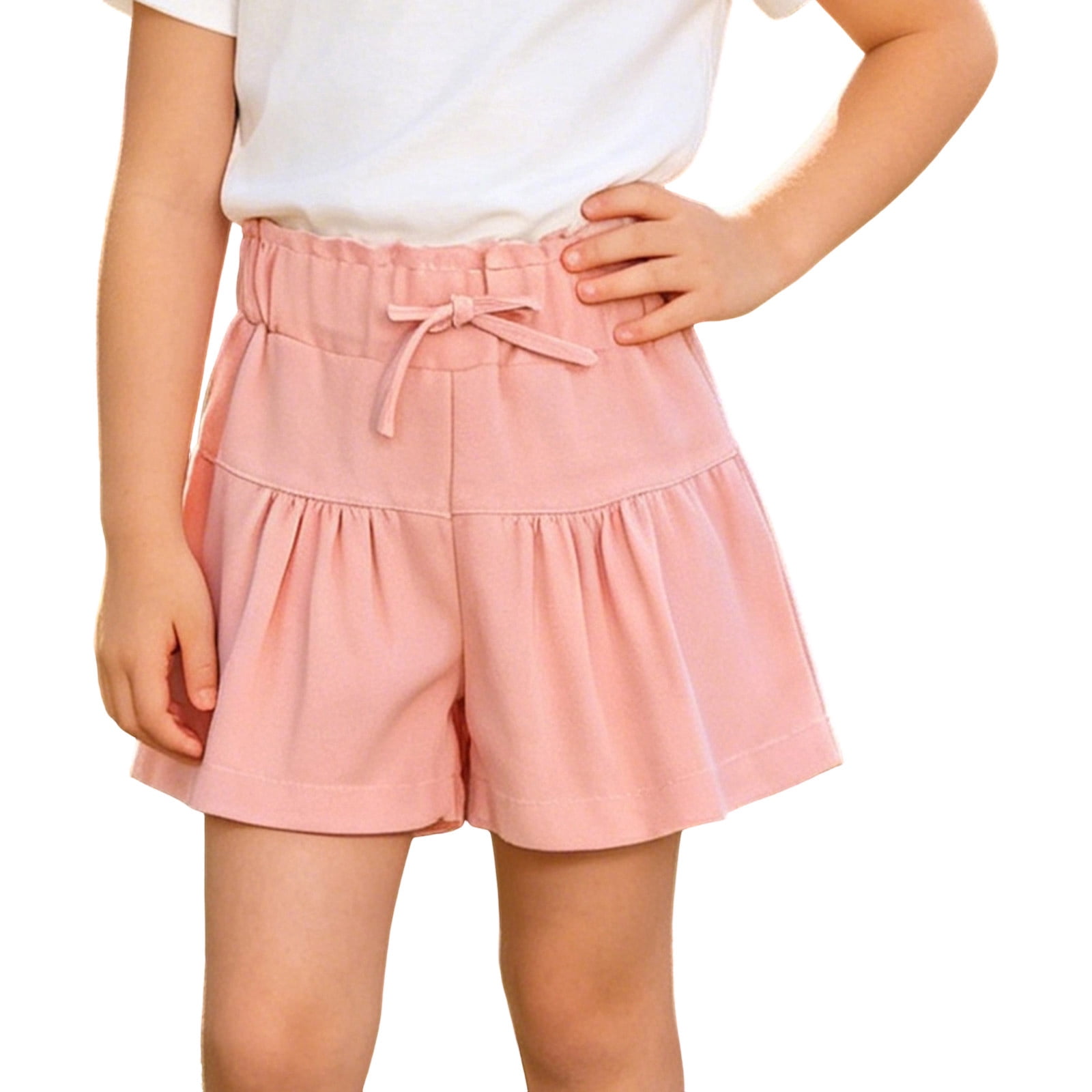 Jalioing Girls Summer Cute Shorts Ruffle Elastic Waist Bowtie Shorts ...
