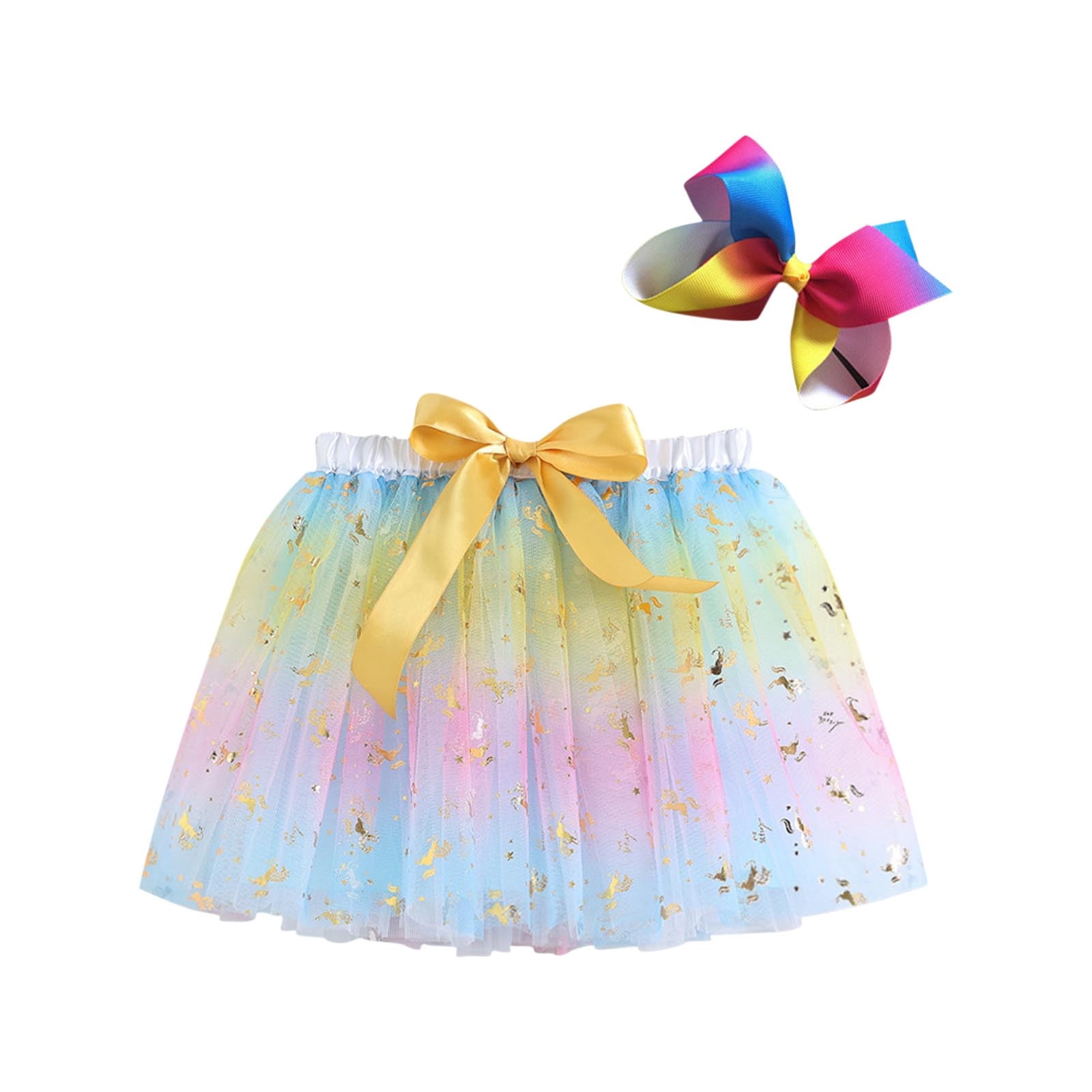 Jalioing Girls Tulle Skirts Floral Elastic Waist Dance Performance ...