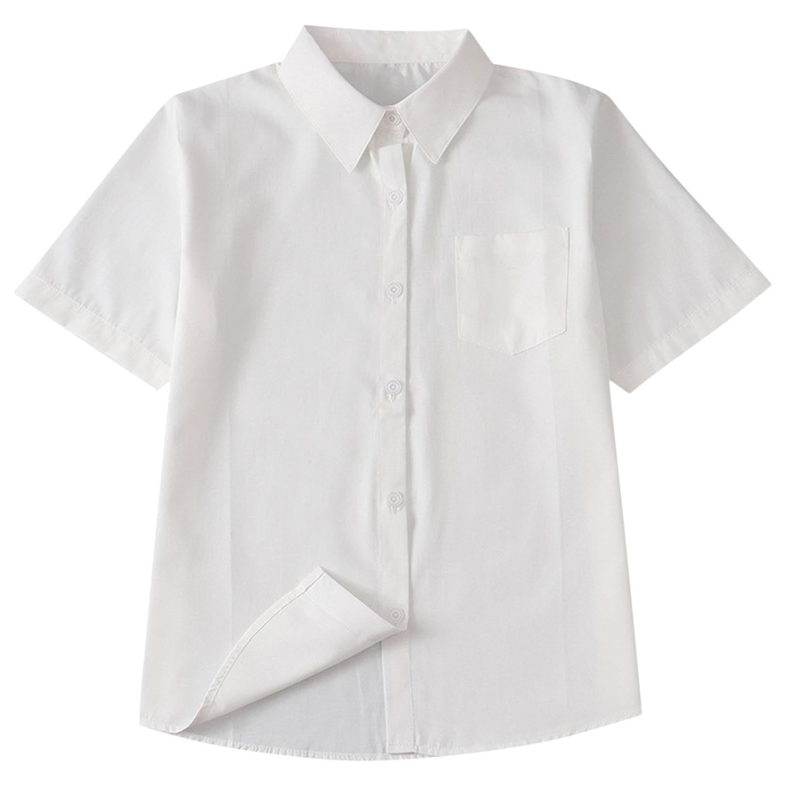 Jalioing Kids Button Down Shirts Solid Color Classic School Uniform ...