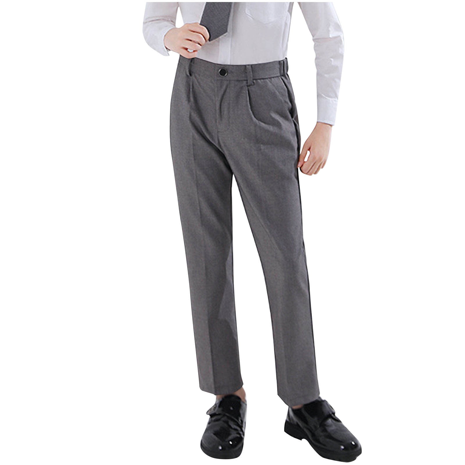 Jalioing Kids Dress Pants Solid Adjustable Waist School Uniform ...