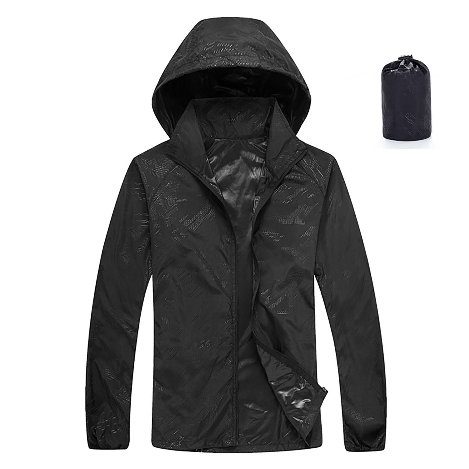 Jalioing Mens Rain Jackets with Hood Outdoor Waterproof Hoodies Long ...