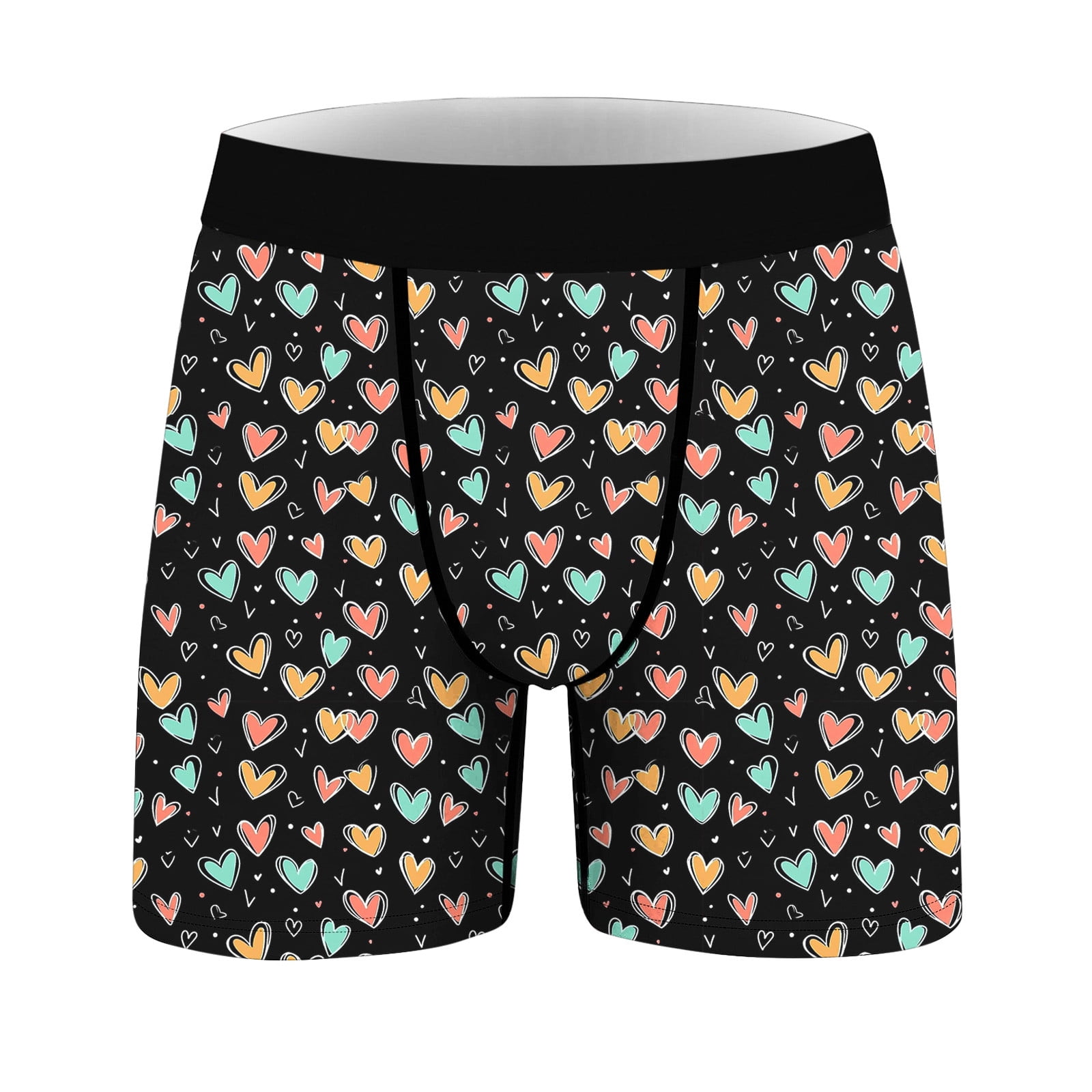 Jalioing Mens Trunks Underwear Heart Print Elastic Waistband Comfort ...