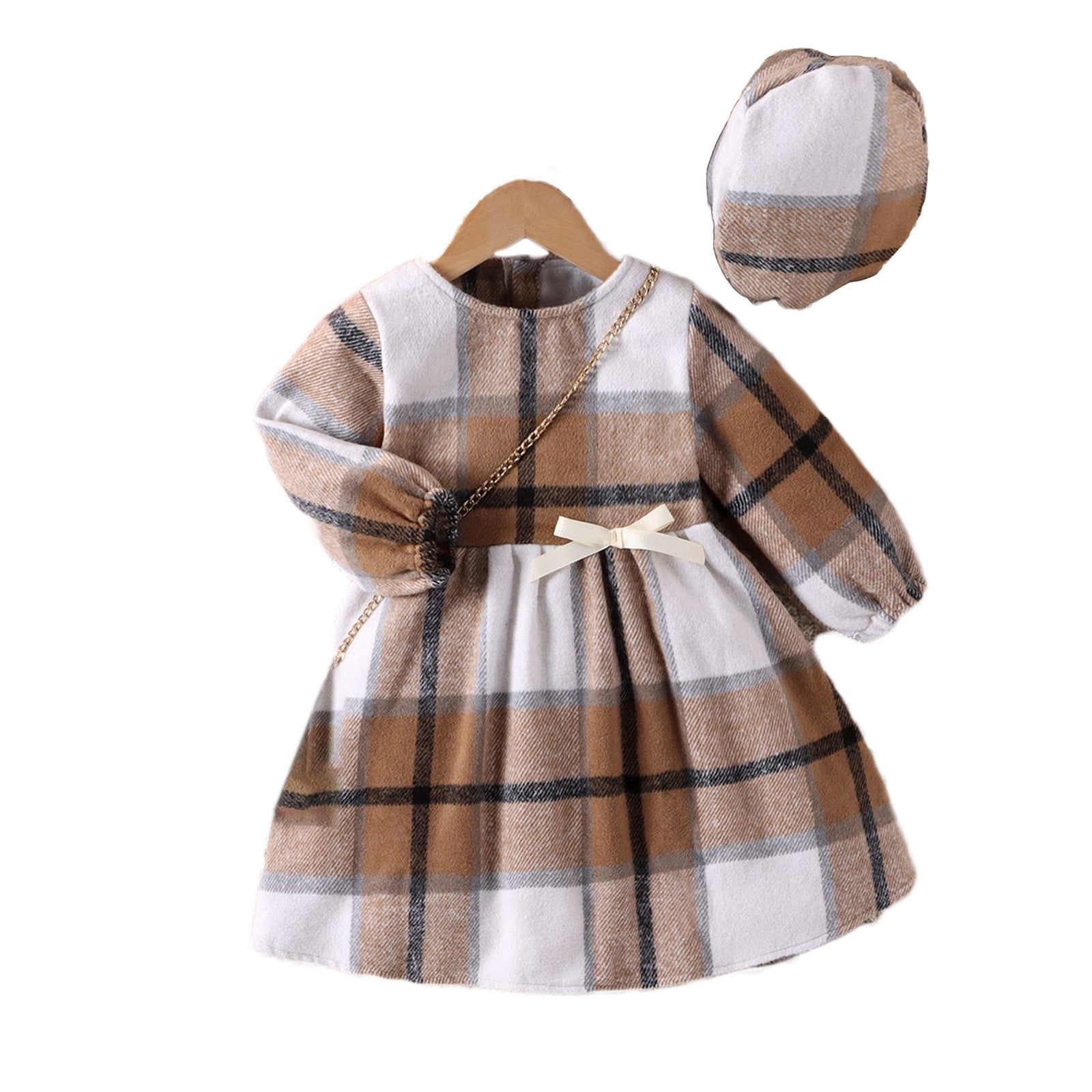 Jalioing Plaid Dress for Kid Toddler Girl Spring Long Sleeve Puffy ...