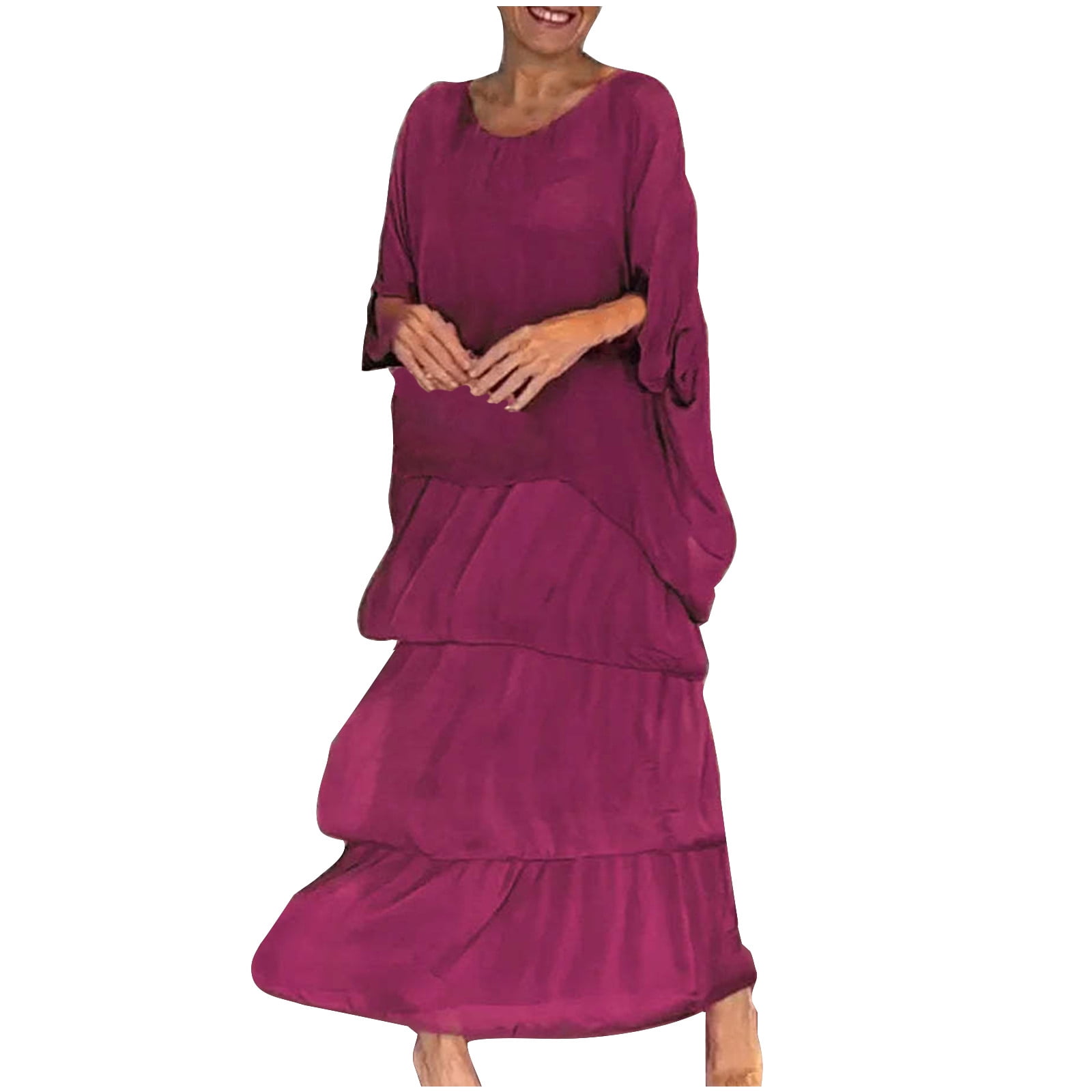 Jalioing Summer Maxi Dress for Women Chiffon Ruffle Tiered Layered ...