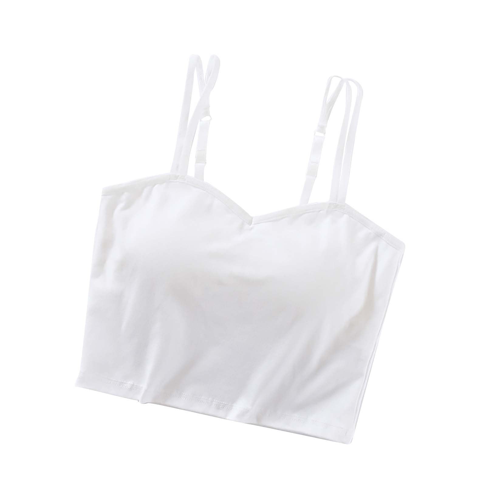 Jalioing Tank Crop Top for Women Sleeveless Camisole with Built in Bra ...