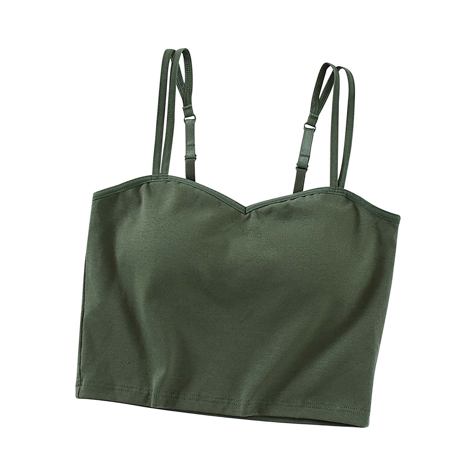 Jalioing Tank Crop Top for Women Sleeveless Camisole with Built in Bra ...