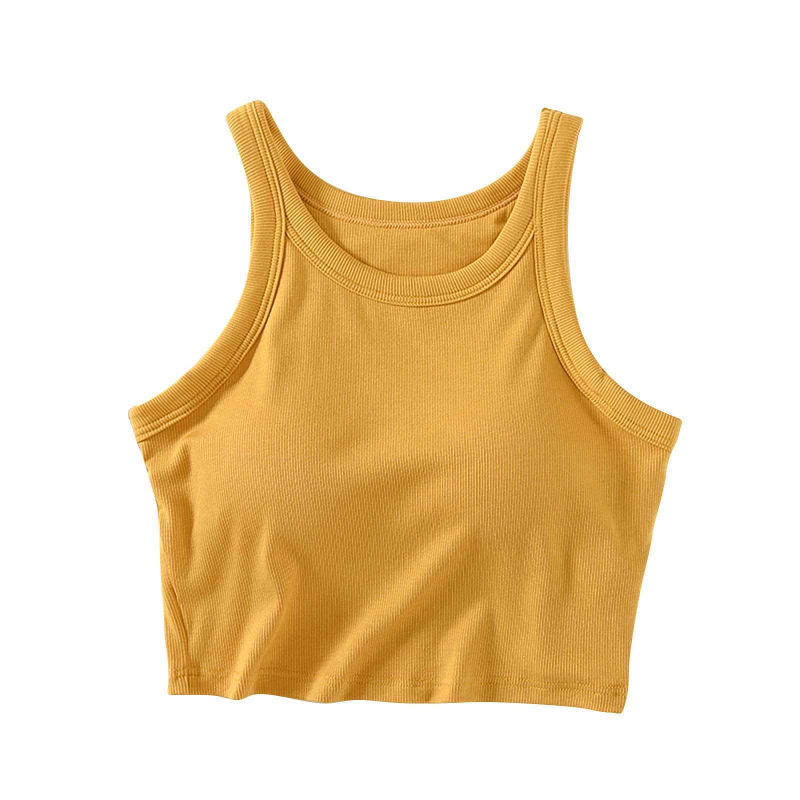 Jalioing Tank Crop Top for Women Sleeveless Camisole with Built in Bra ...