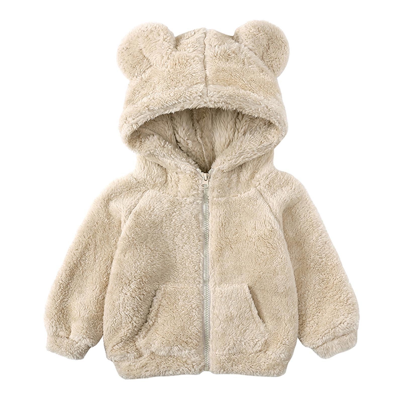 Jalioing Toddler Kids Coats Double-Faced Fleece Long Sleeve Cute Hooded ...