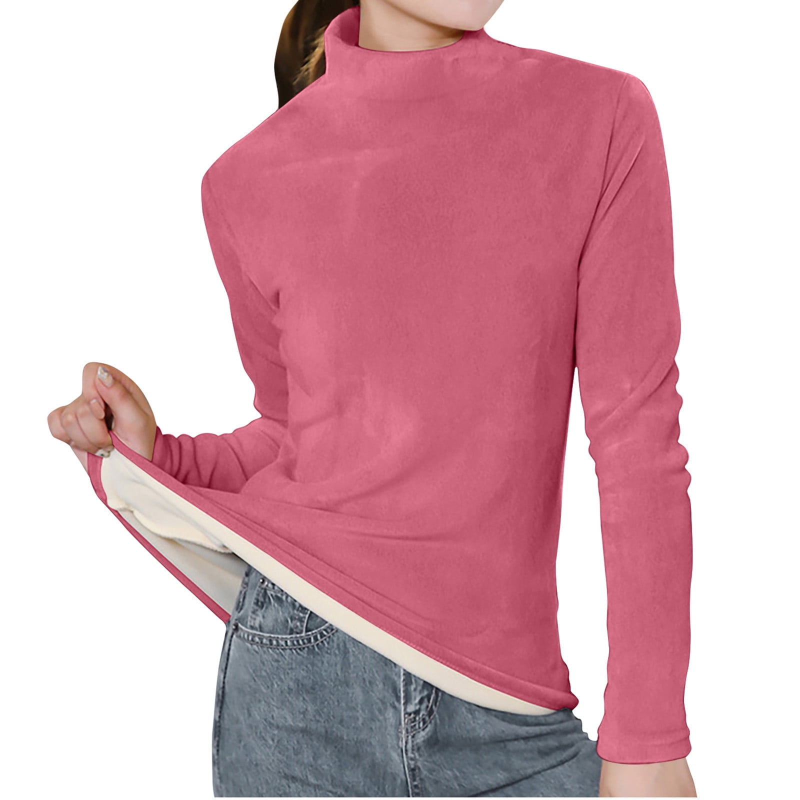 Jalioing Undershirt for Women Long Sleeve Double-Faced Fleece ...