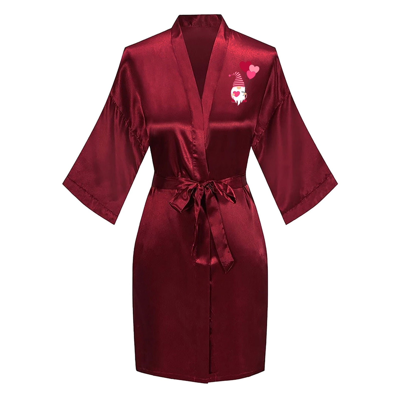 Jalioing Valentine's Day Pajamas Robes for Women Satin Long Sleeve ...