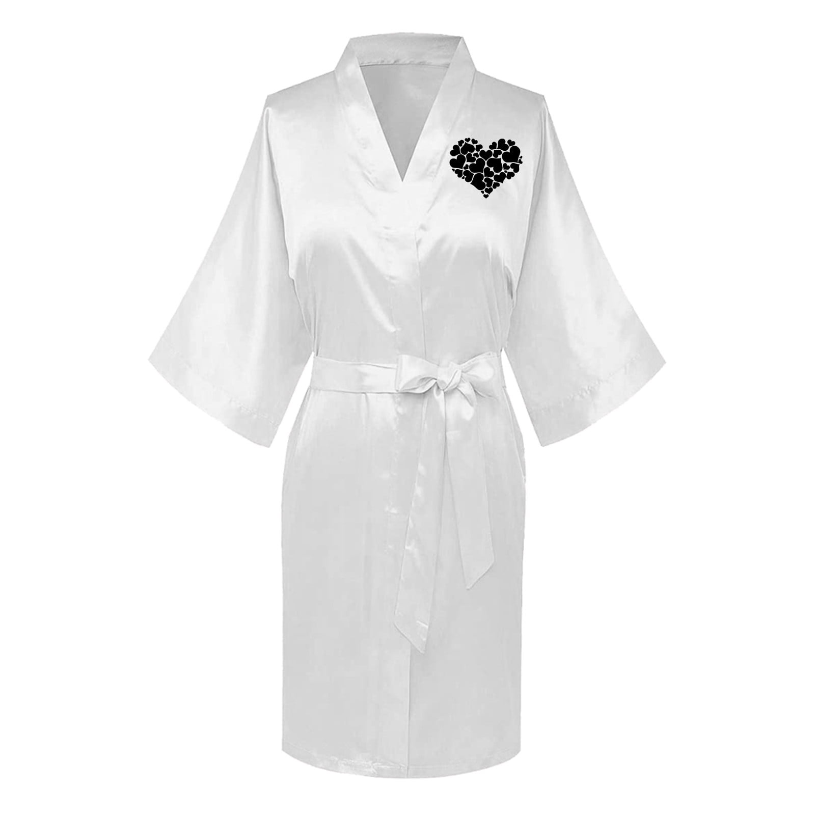 Jalioing Valentine's Day Pajamas Robes for Women Satin Long Sleeve ...