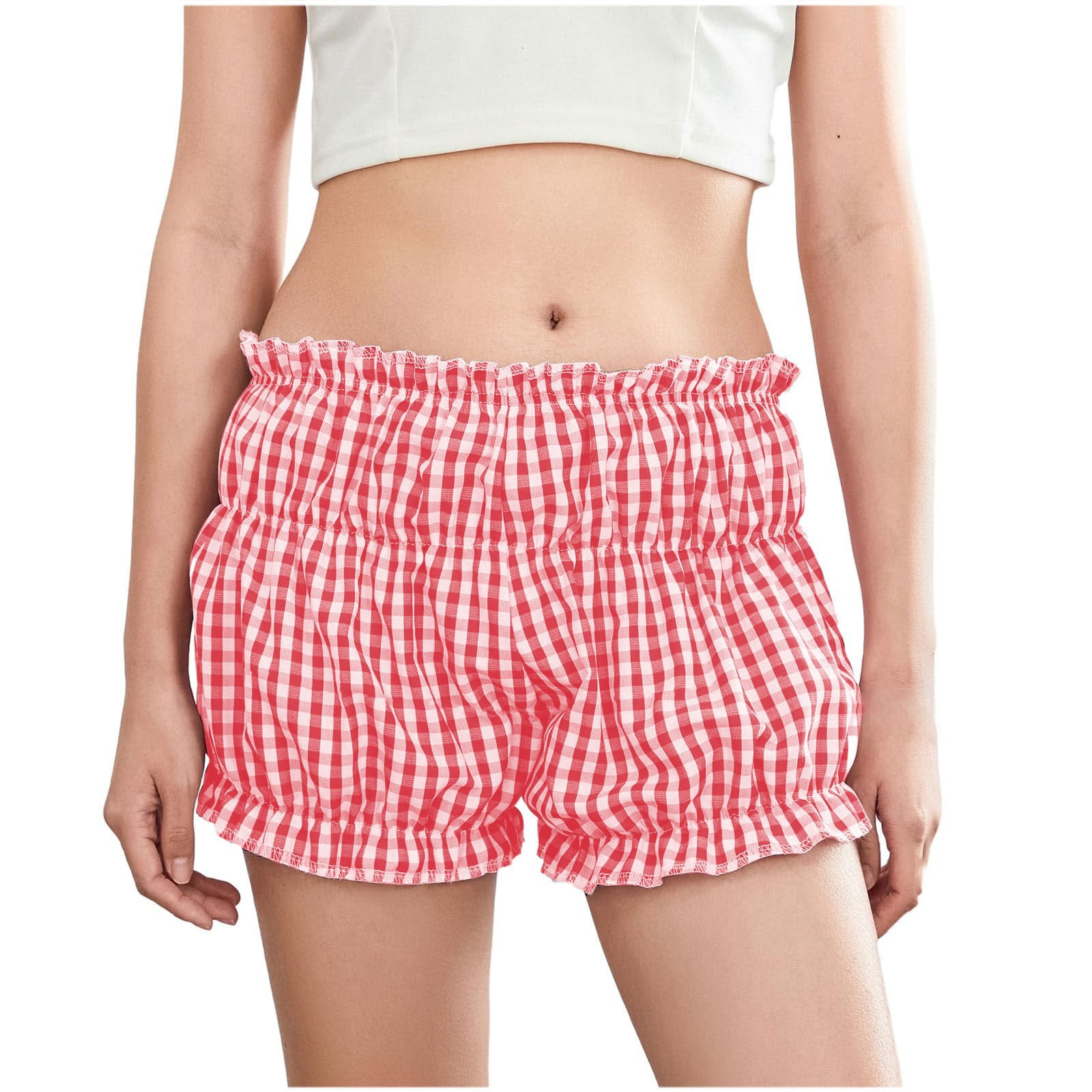 Jalioing Women's Bloomer Shorts Ruched Elastic Waist Fashion Mini ...