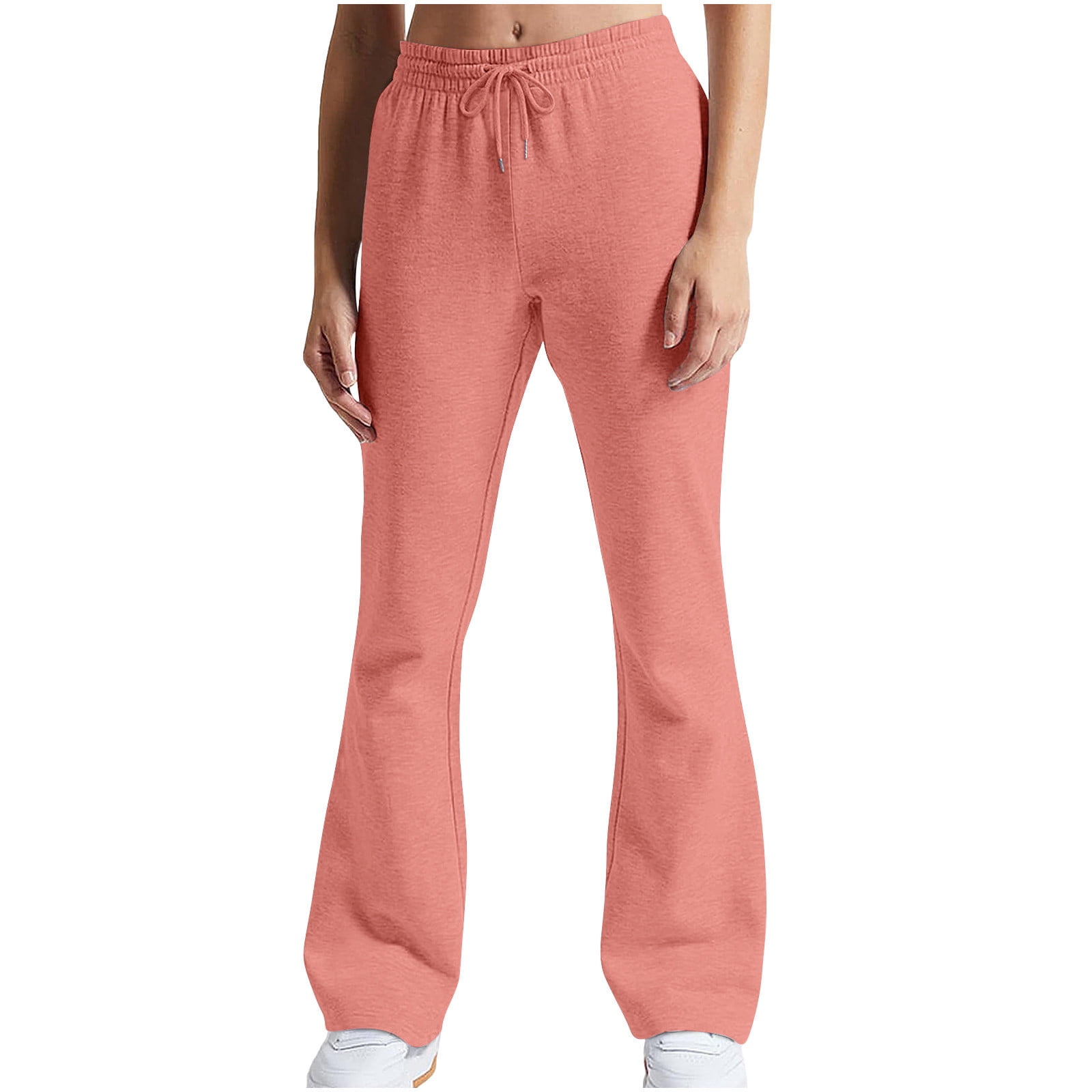 Jalioing Women's Flare Leg Sweatpants Drawstring Elastic Waist Casual ...