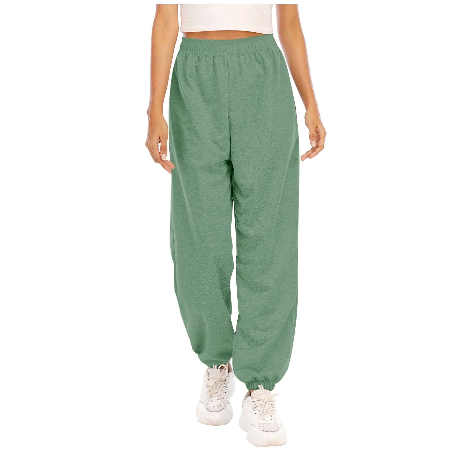 Jalioing Women's Full-Elastic Waist Sweatpants High Rise Solid Color ...