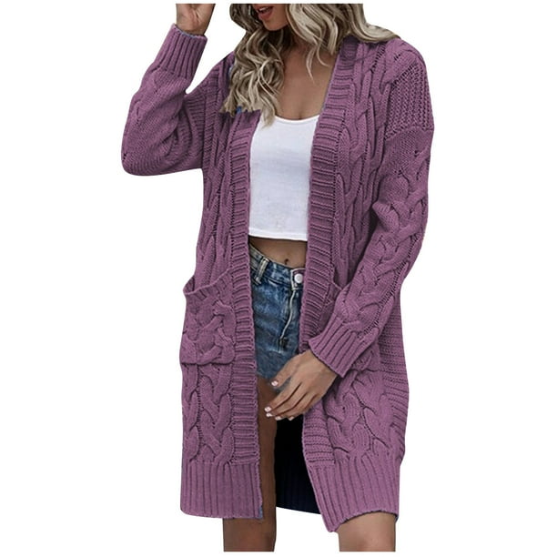 Jalioing Women's Plus Size Cardigan Cable Knit Fall Cardigans Open ...