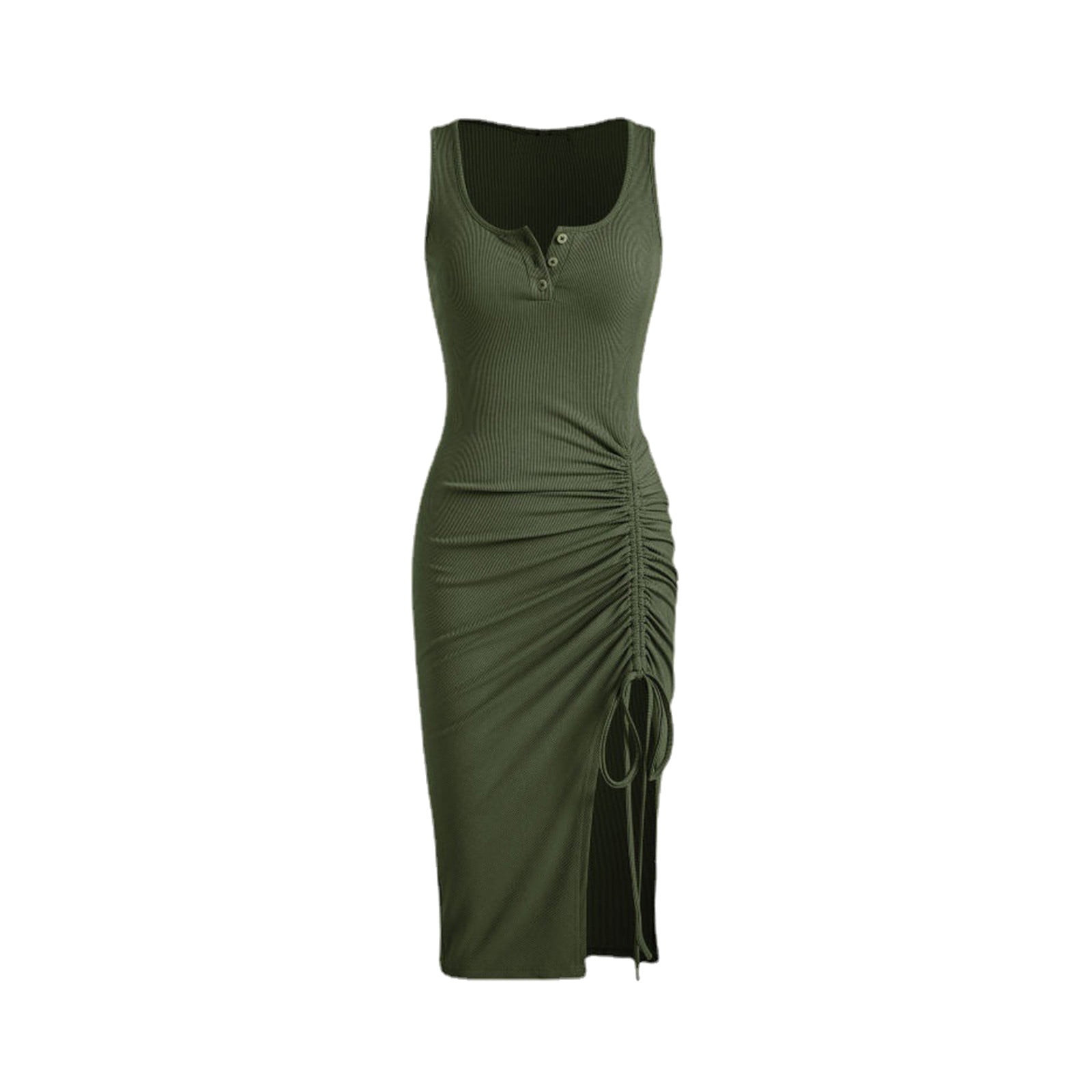 Jalioing Women's Ribbed Tank Midi Dress Summer Sleeveless Slim Sundress ...