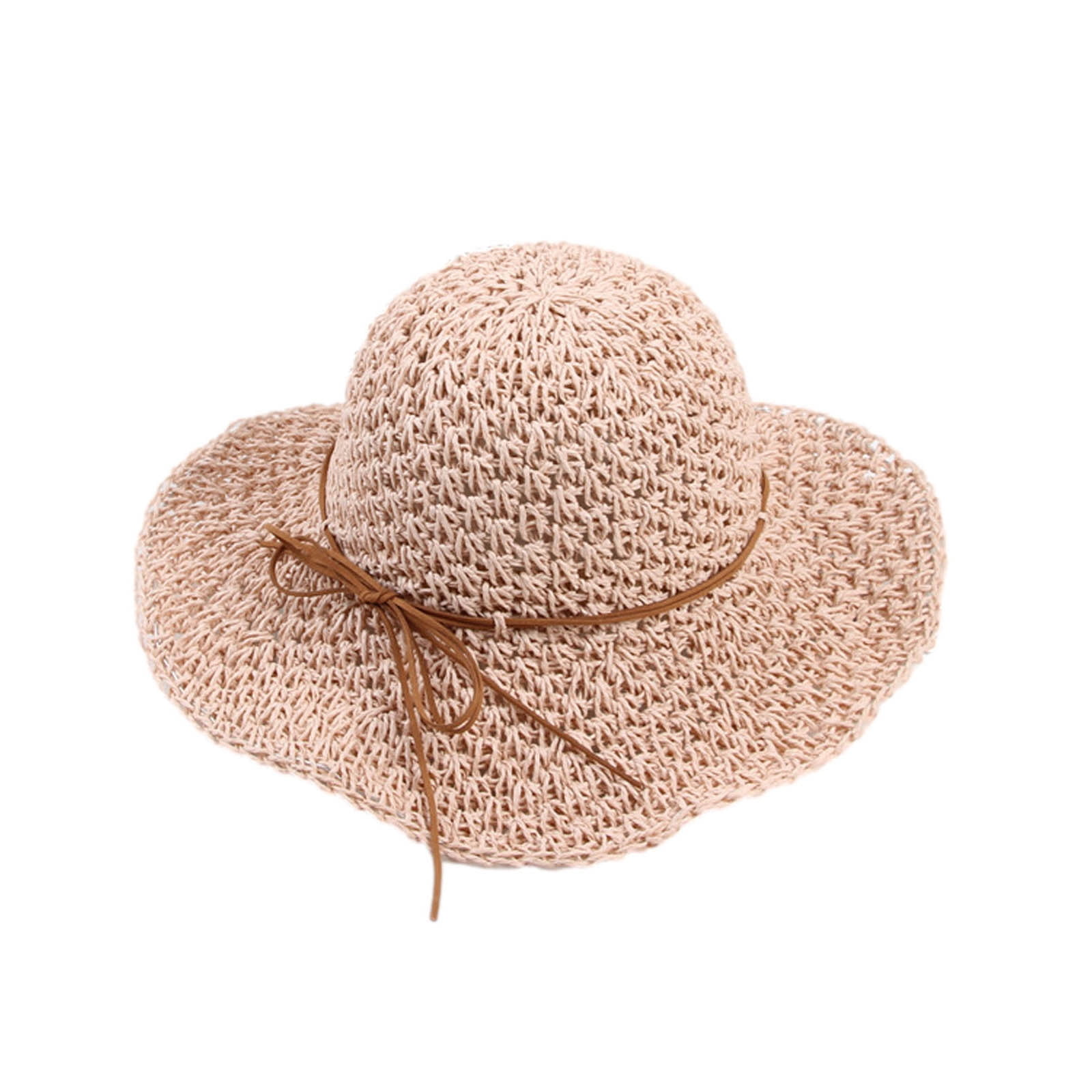 Jalioing Women's Summer Beach Hat Wide Brim UV Protection Straw Hat ...