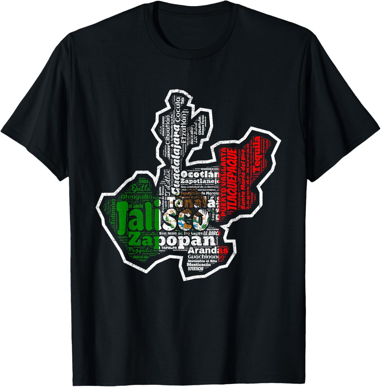 Jalisco Bandera Mexicana Mapa Municipios Mexican Flag State T-Shirt ...