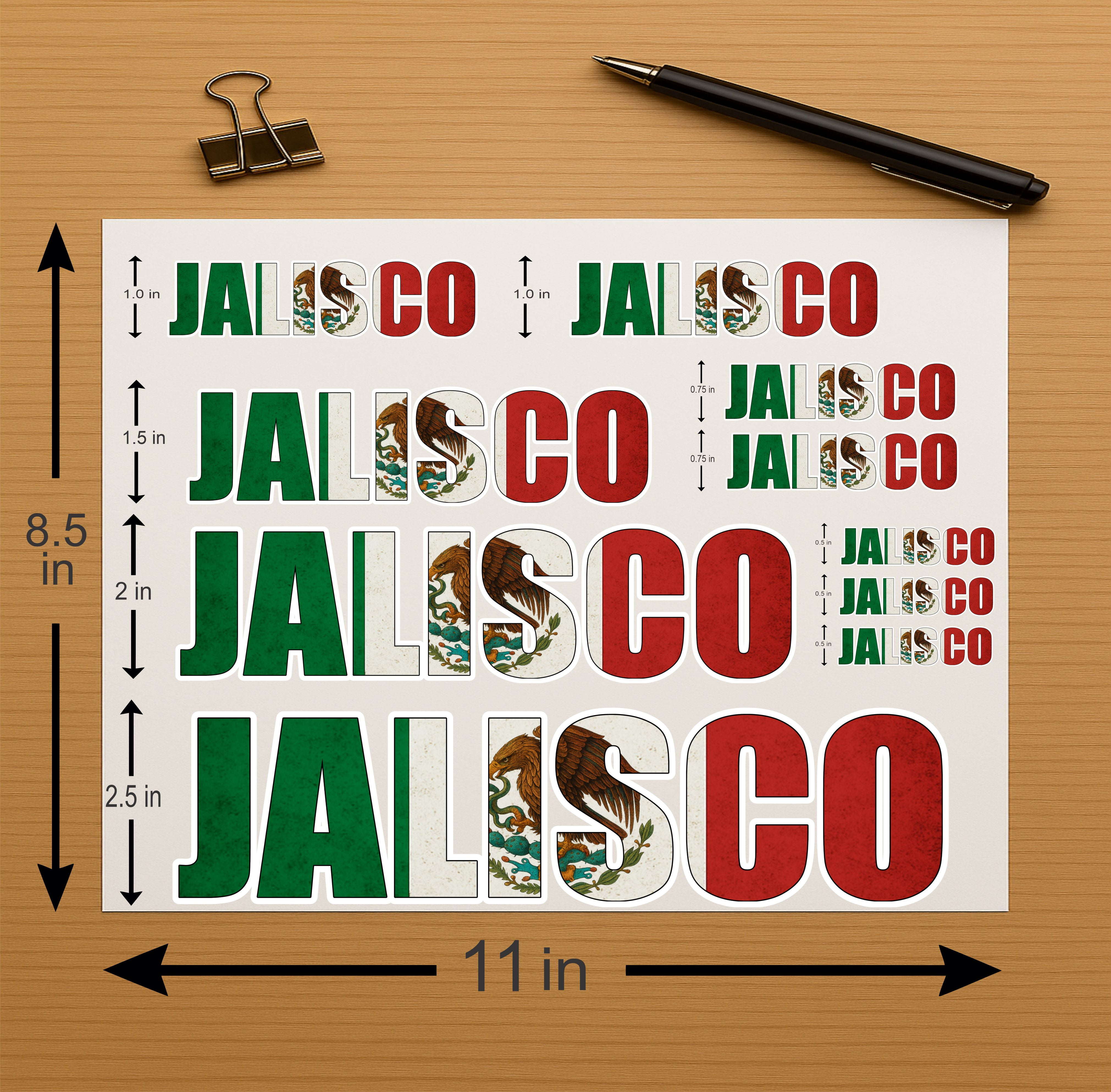 Jalisco Mexico Flag Letters Vinyl Sticker Decal Set – Full Color ...