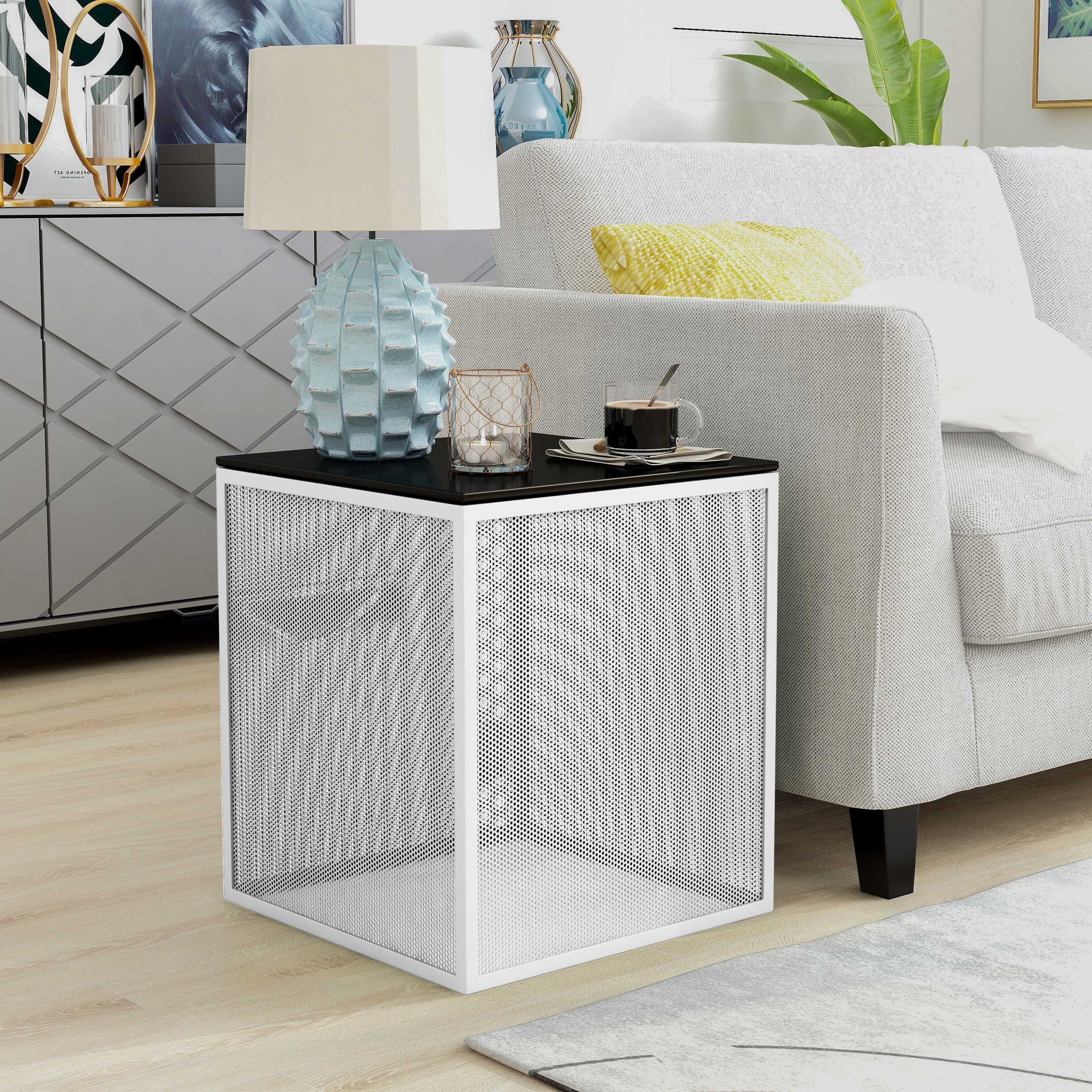 Jalora Glass Top Square Side Table, Matte White - Walmart.com