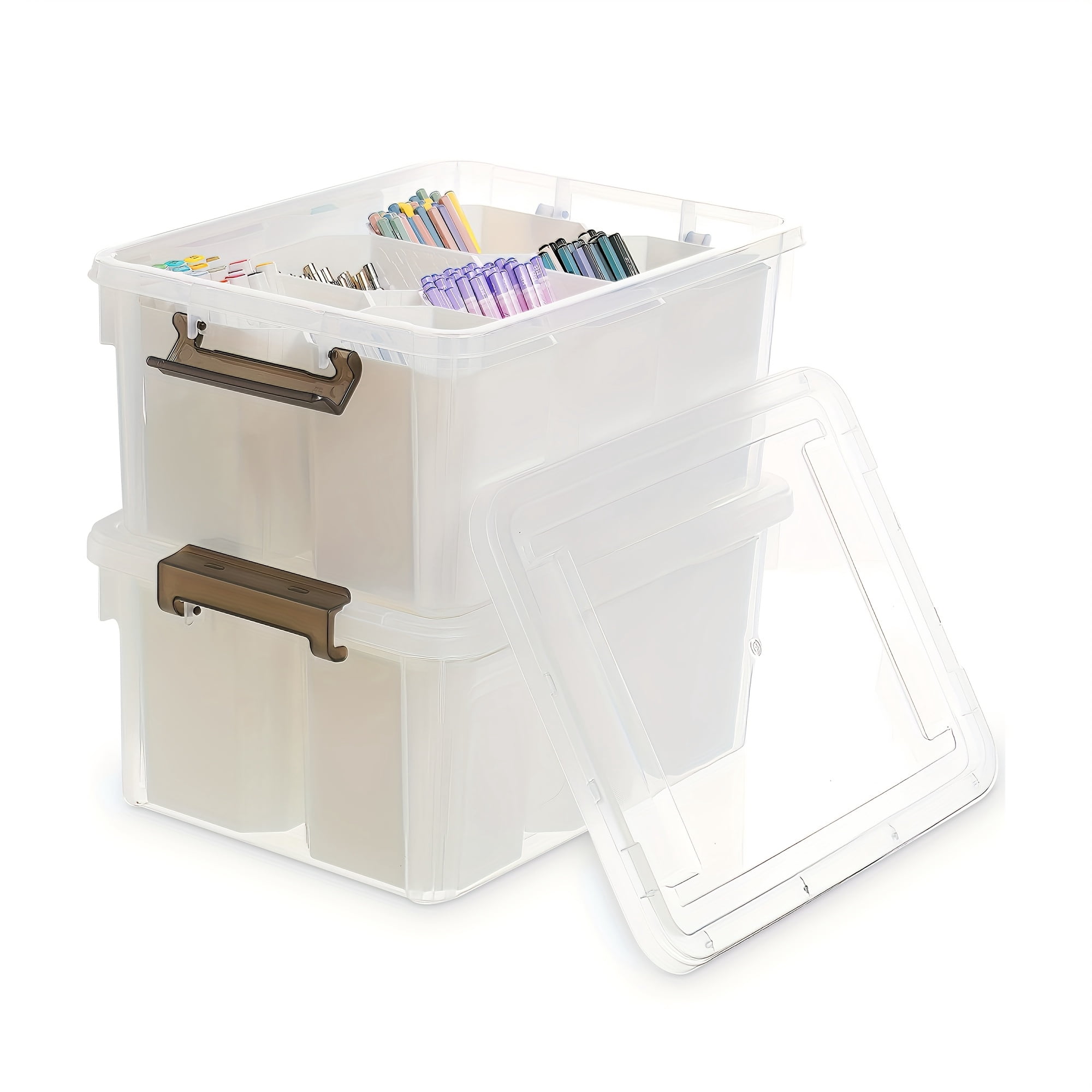 Jalove 17QT Clear Plastic Storage Bins with Lids - Stackable Organizer ...