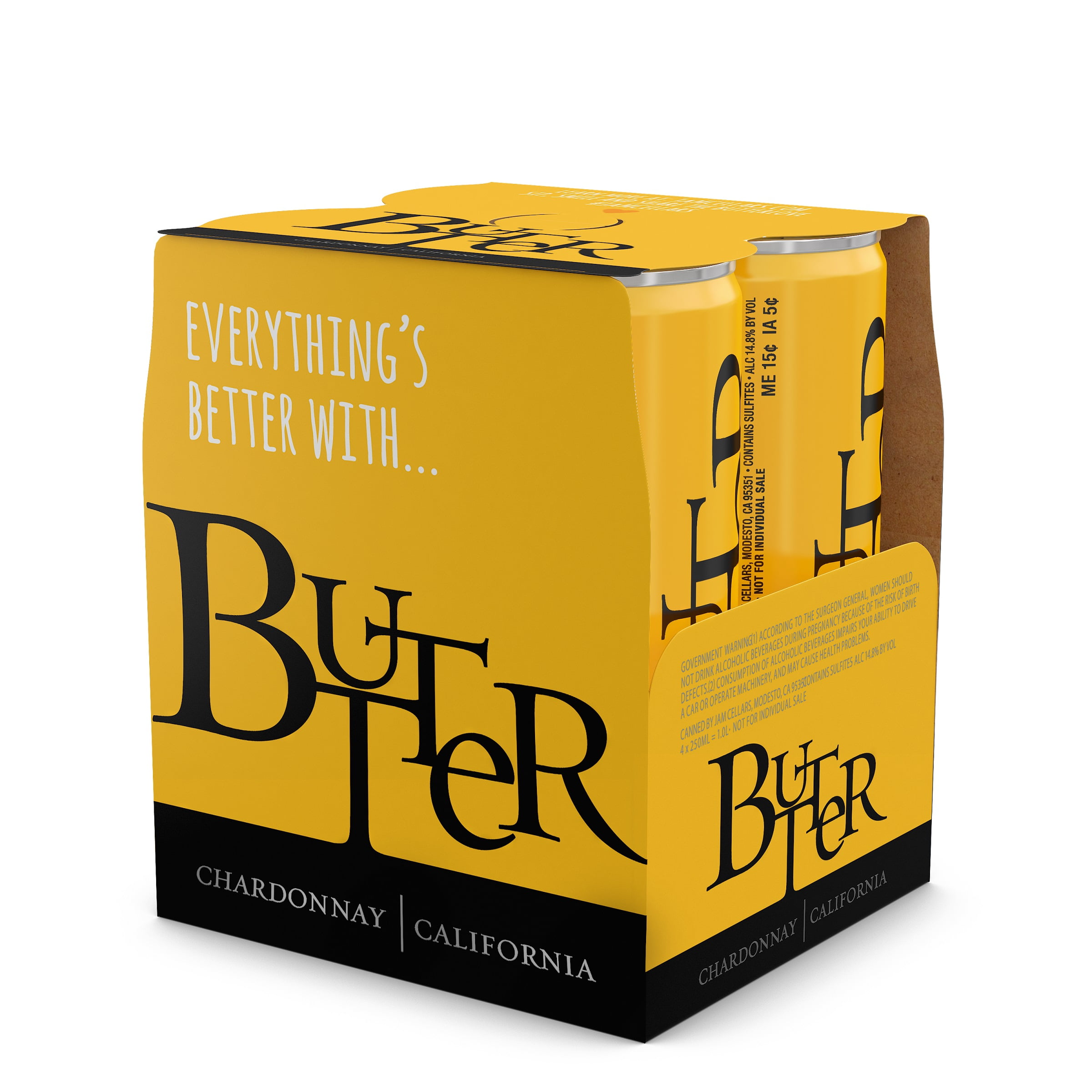 Jam Cellars Butter Chardonnay California White Wine, 4 Pack 250 ml Cans ...