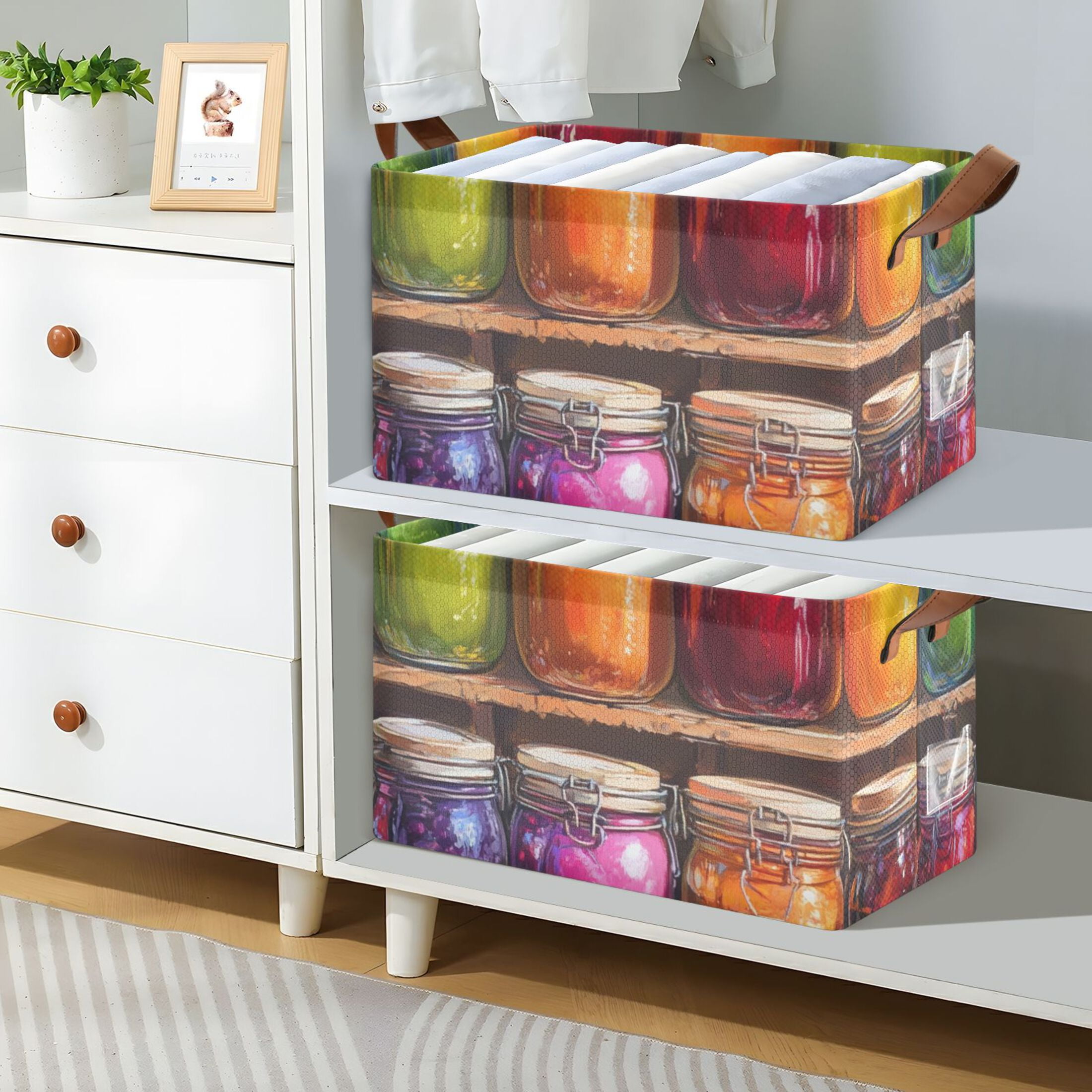 Jam Jars Foldable Storage Large Fabric Storage Baskets Organizer ...