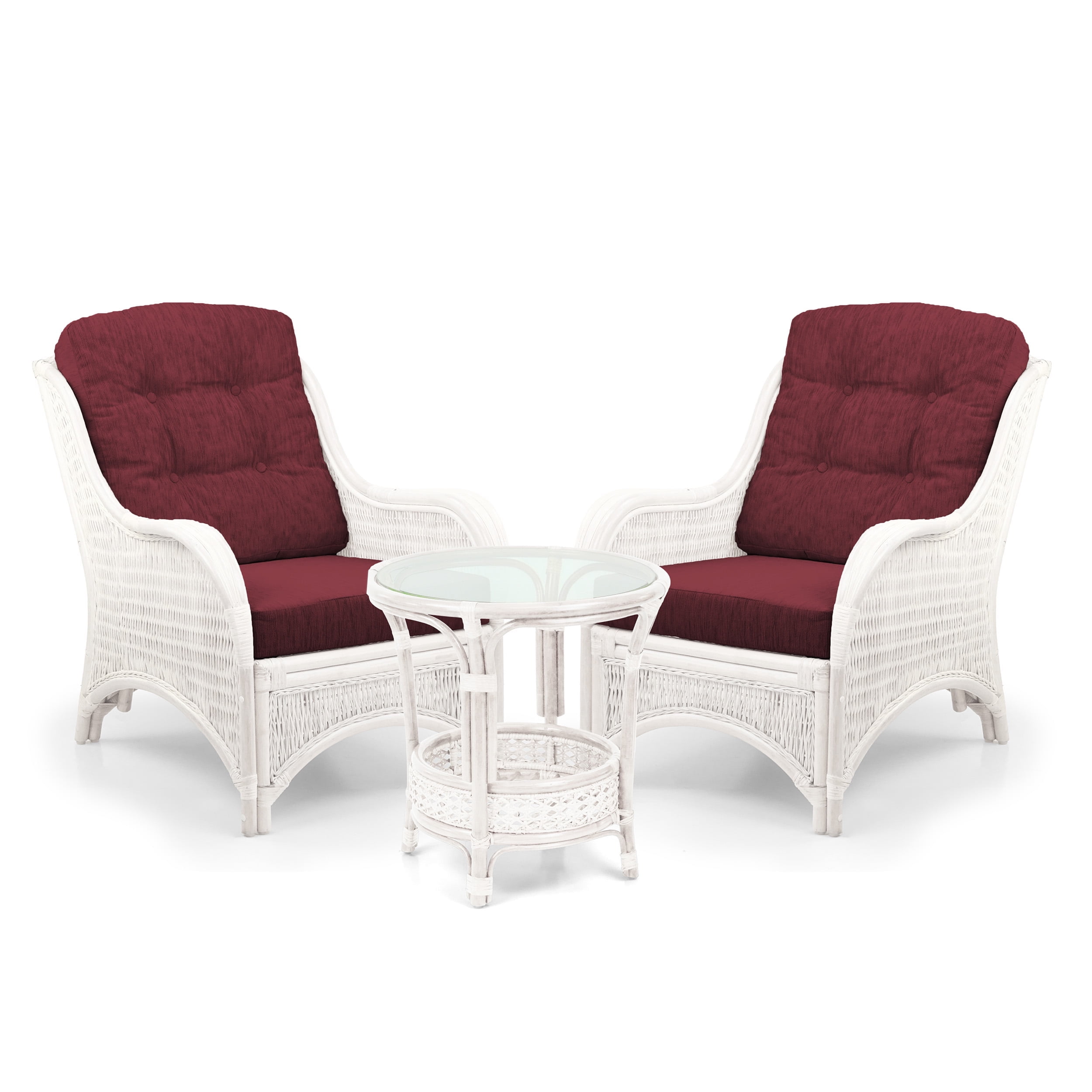 Jam Living Set of 2 Chairs Natural Rattan Wicker Handmade with Dark ...