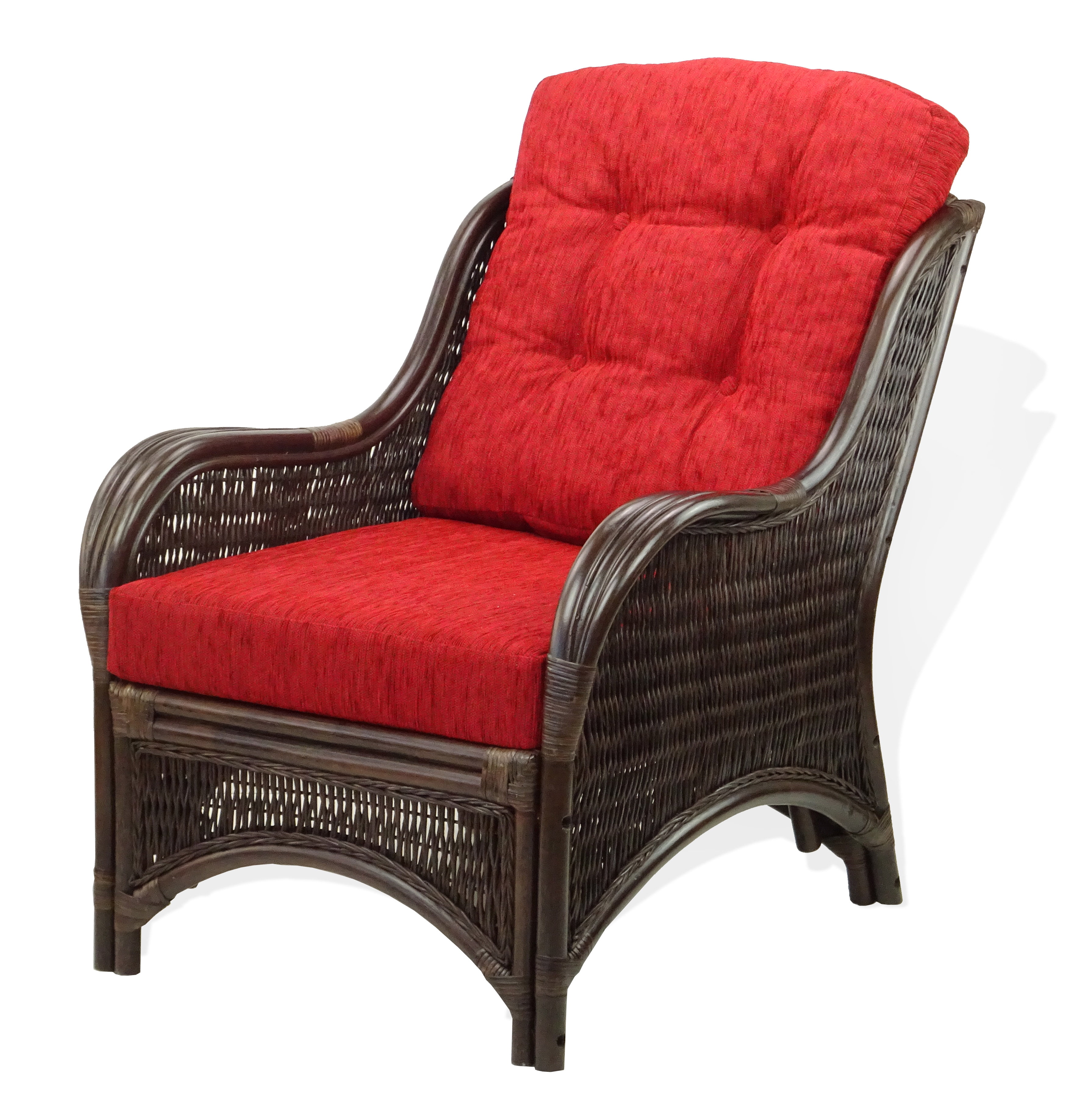 Jam Lounge ArmChair ECO Natural Rattan Wicker Handmade w/Burgundy ...