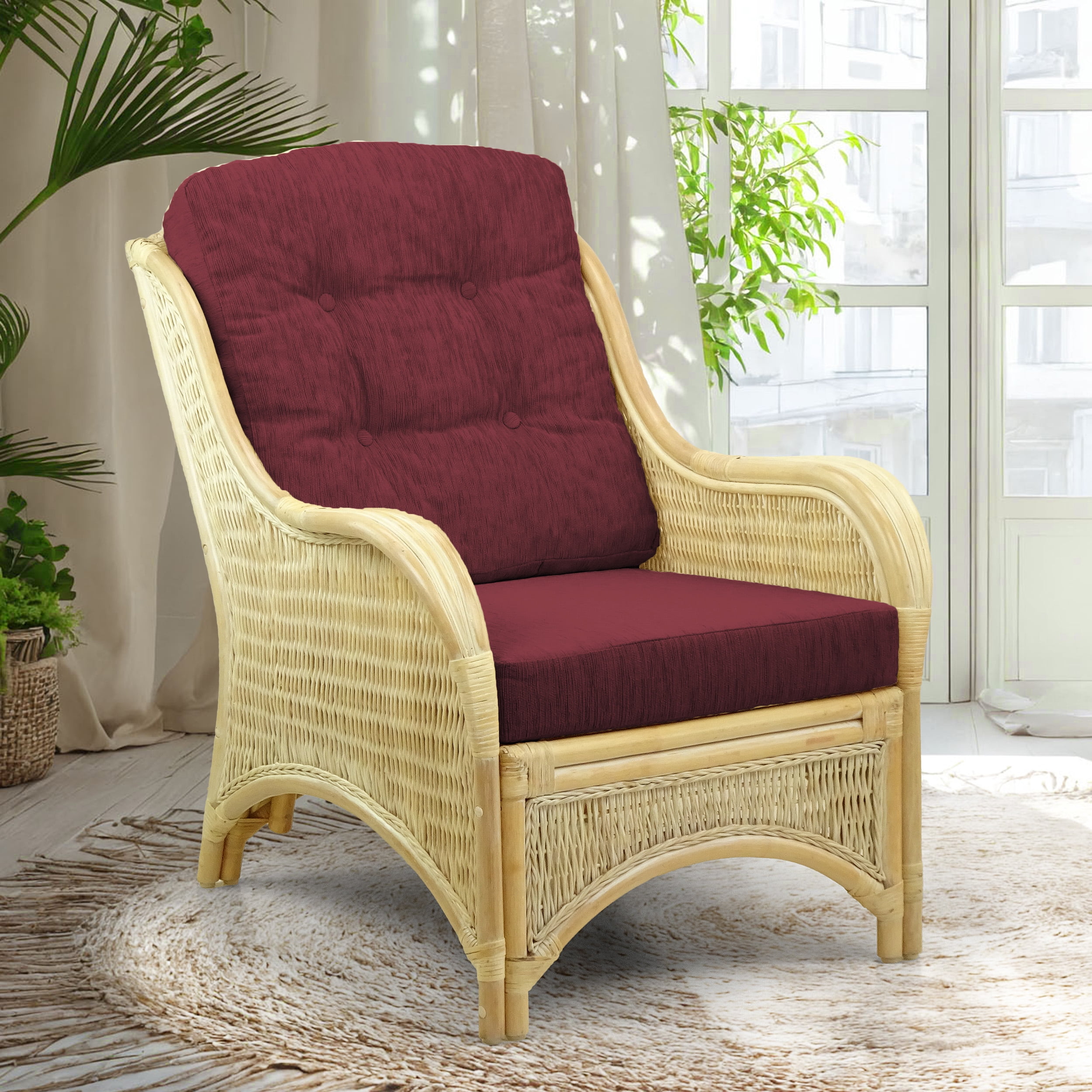 Jam Lounge ArmChair ECO Natural Rattan Wicker Handmade w/Dark Brown ...