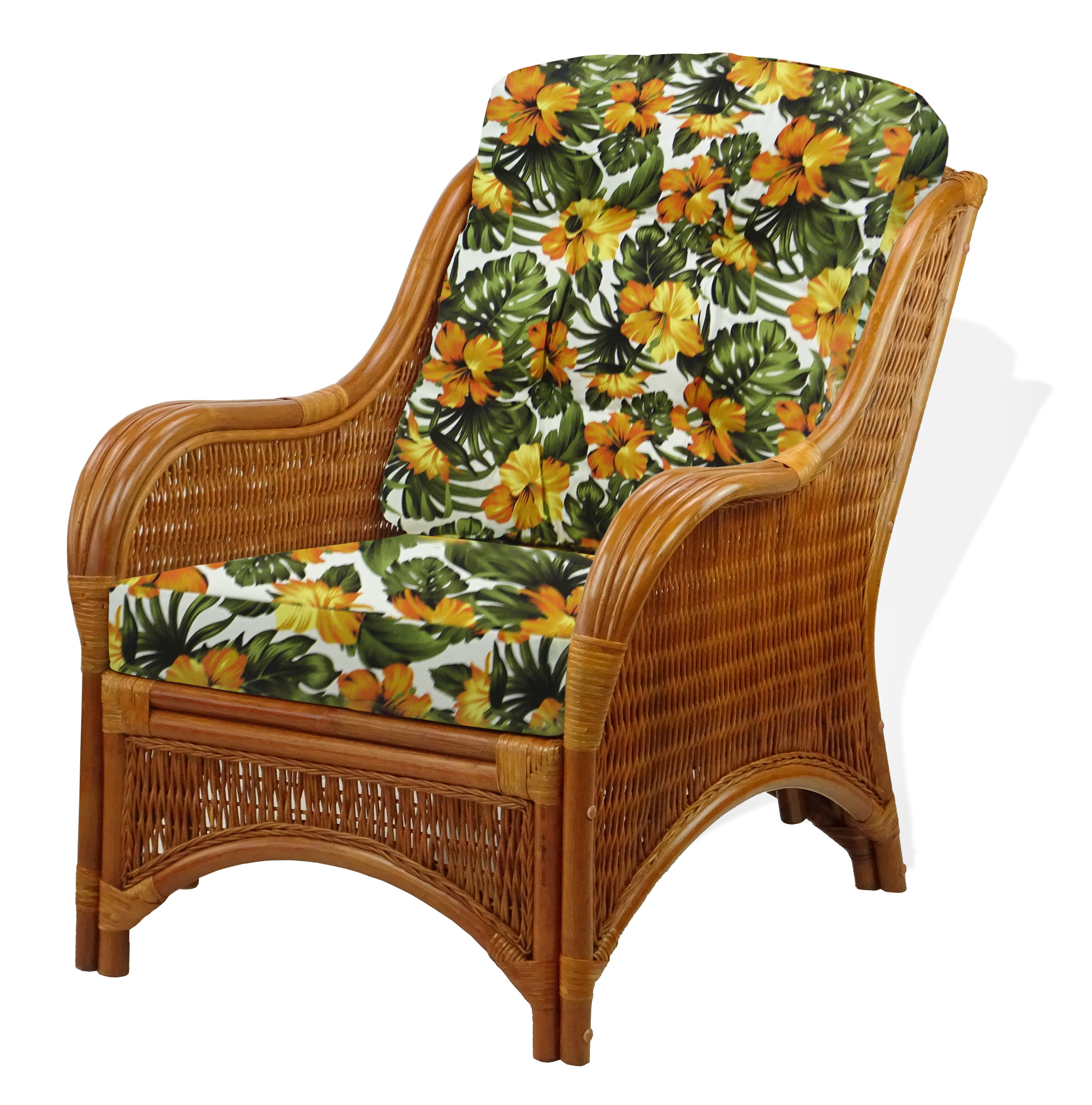 Jam Lounge ArmChair ECO Natural Rattan Wicker Handmade w/Floral ...