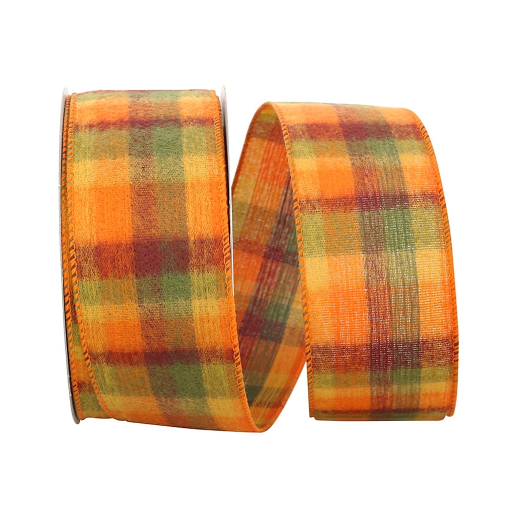 Jam Paper Flannel Plaid Multi-Color Polyester Ribbon, With Wired Edge ...