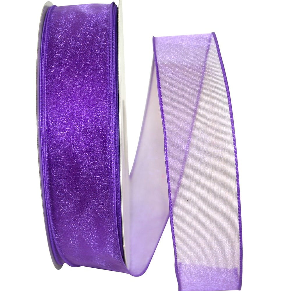 Jam Paper Sheer Wired Ribbon, 1.5 In X 50 Yards, 2/Pack, Grape ...