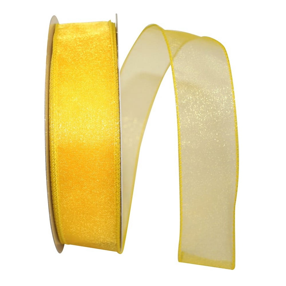 Jam Paper Sheer Wired Ribbon, 1.5 In X 50 Yards, 2/Pack, Yellow ...