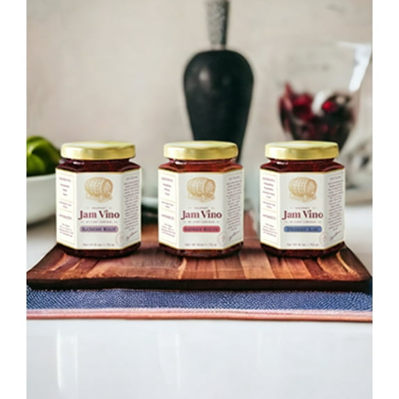 Jam Vino Classic 3-Pack, Wine-Infused Jams, Blackberry Merlot ...