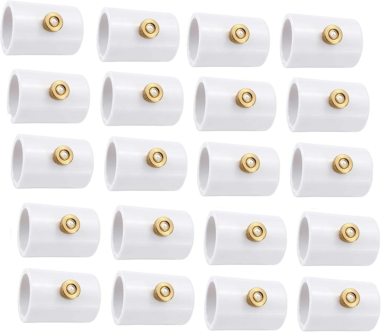 JamY Home 20 Packs 1/2" PVC Misting Nozzles Coupling with Brass Mist ...