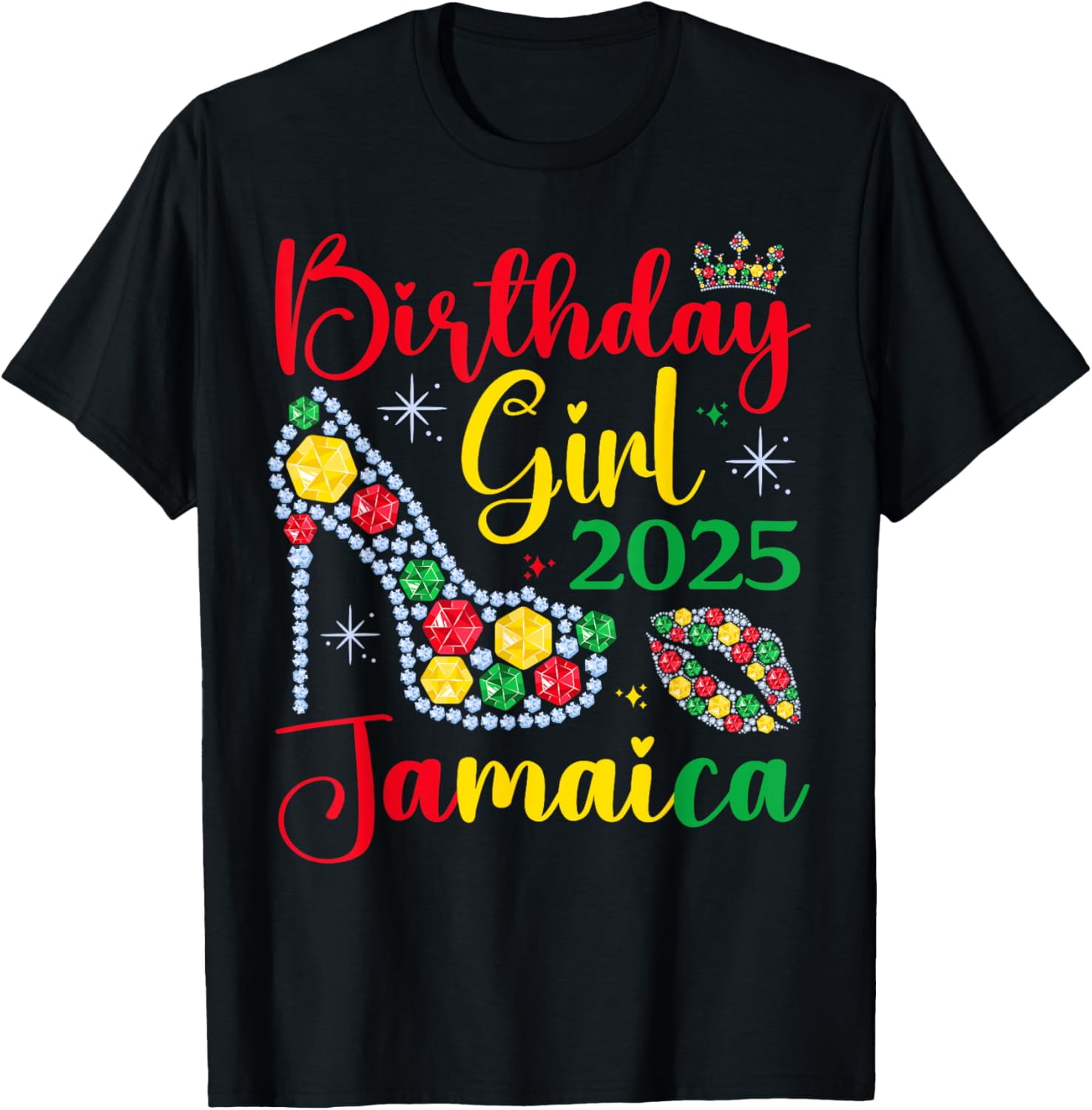 Jamaica Birthday Girl 2025 Jamaican Bday Group Party Women T-Shirt ...