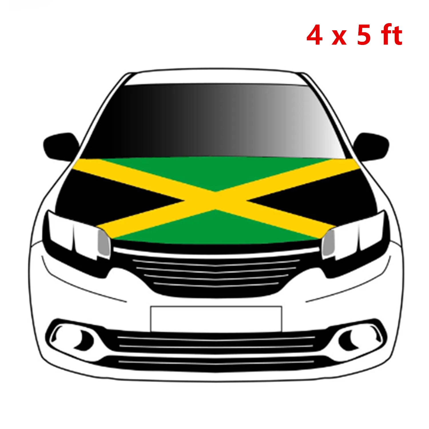 Jamaica Car Hood Cover, Flag 4x5ft Car Bonnet Banner, Universal Fit ...