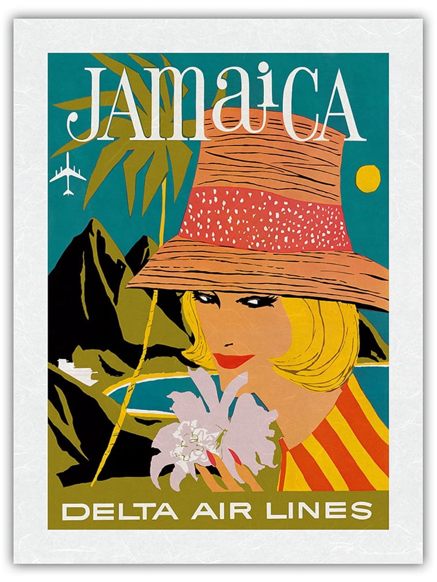 Jamaica Caribbean - Delta Air Lines - Vintage Airline Travel Poster by ...
