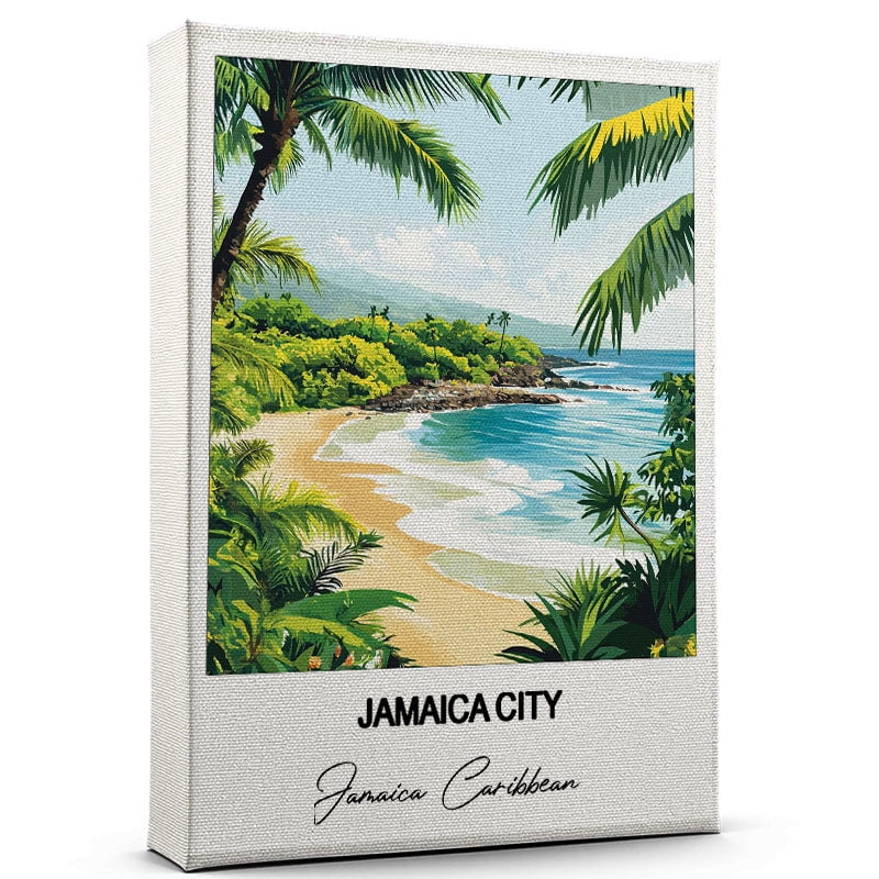Jamaica City Travel Decorative Art Canvas – Jamaica Caribbean Canvas ...