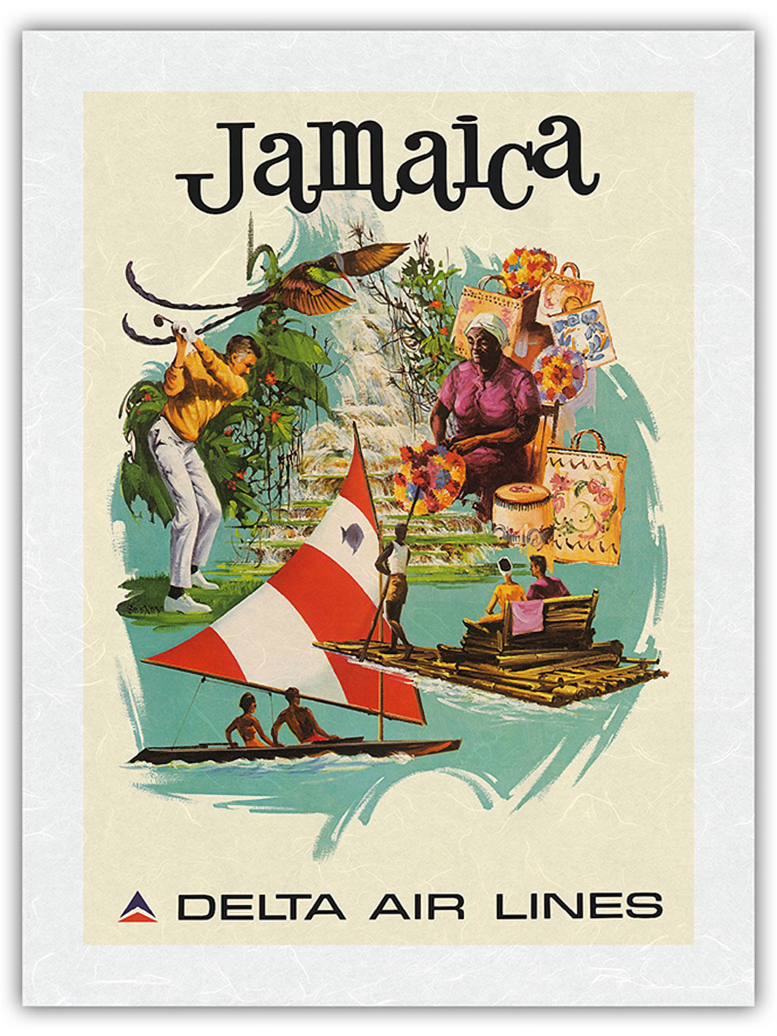 Jamaica - Delta Air Lines - Vintage Airline Travel Poster by Fred ...