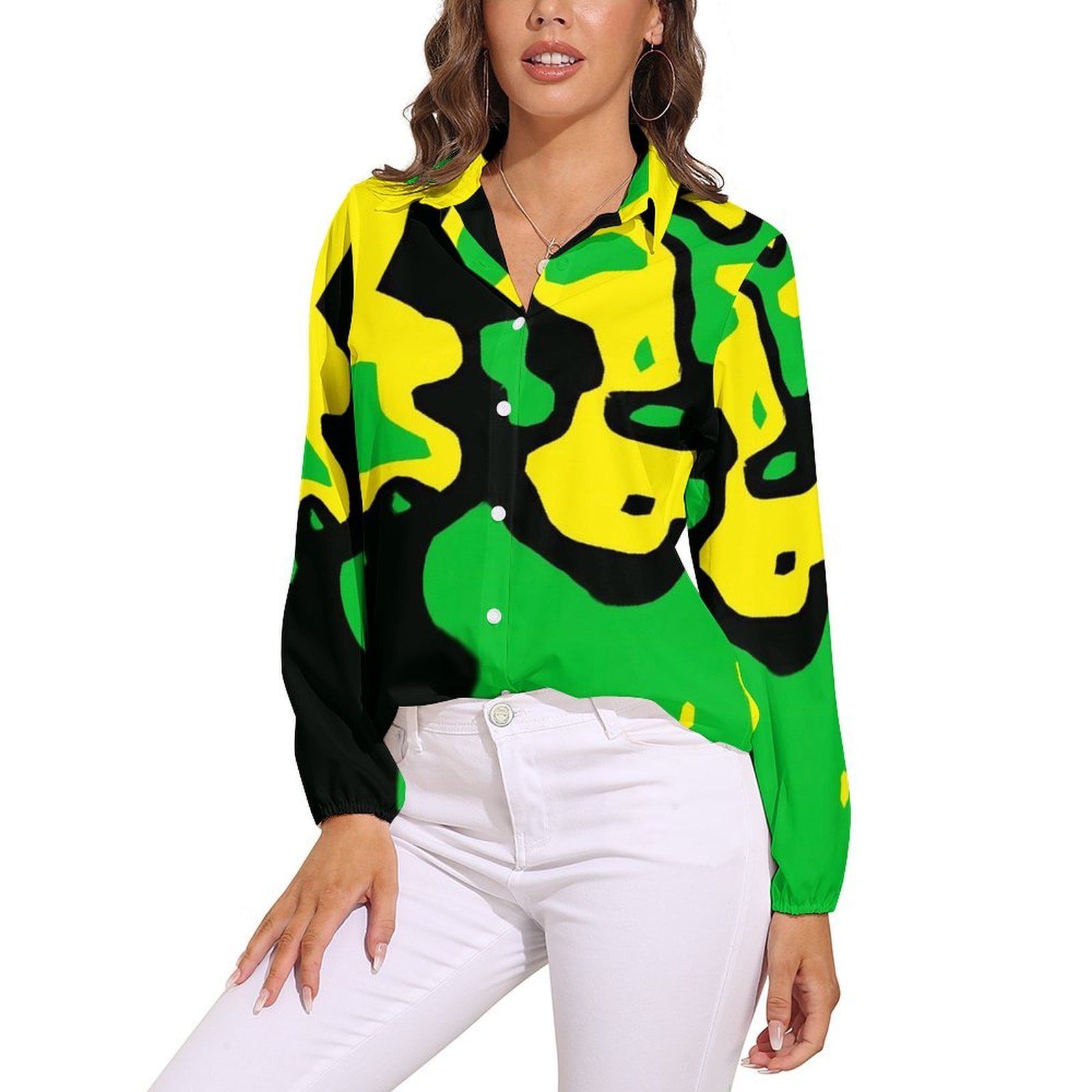 Jamaica Flag Blouse Flag of Reggae Funny Design Blouses Womens Casual ...