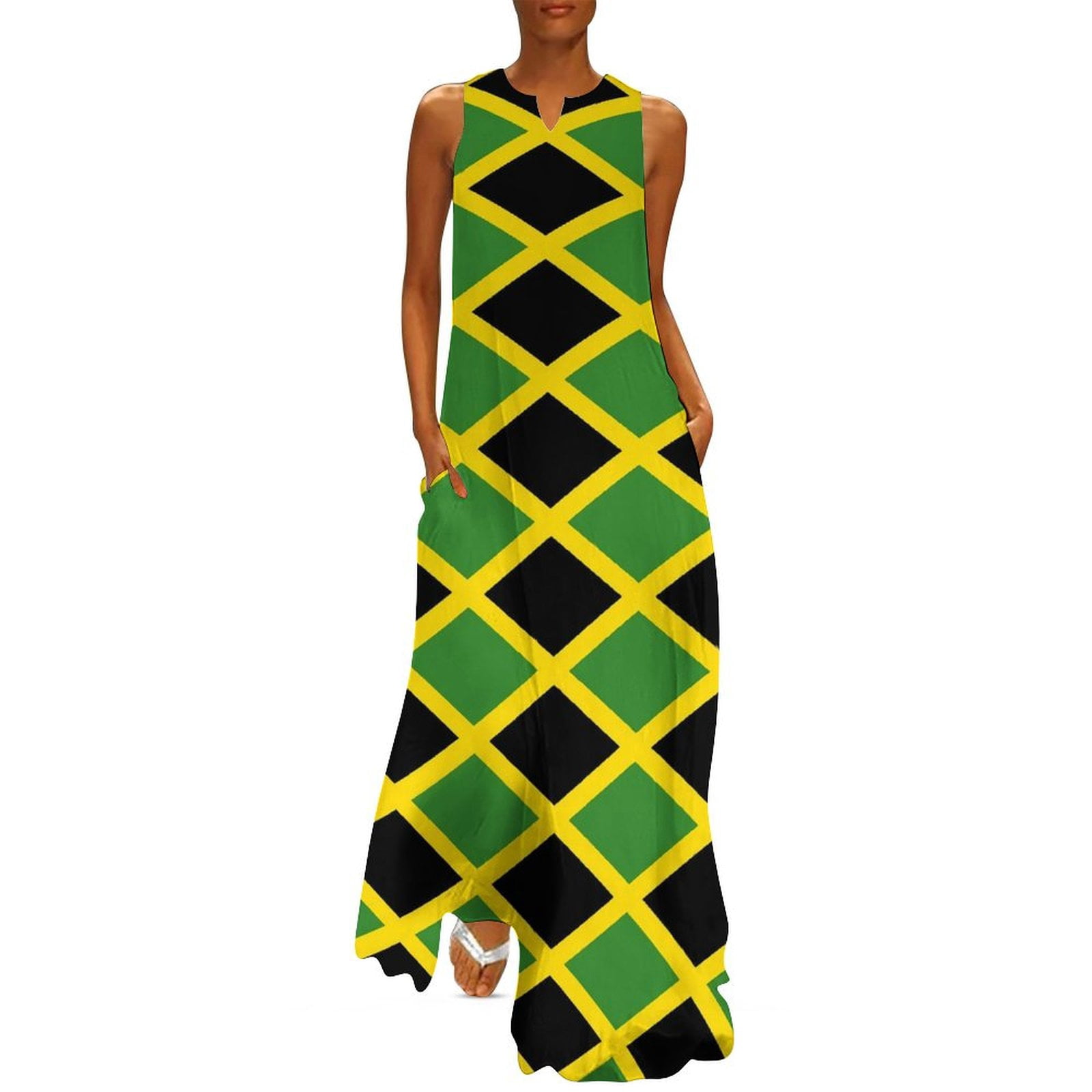Jamaica Flag Dress Summer Colors of Jamaica Art Streetwear Casual Long ...